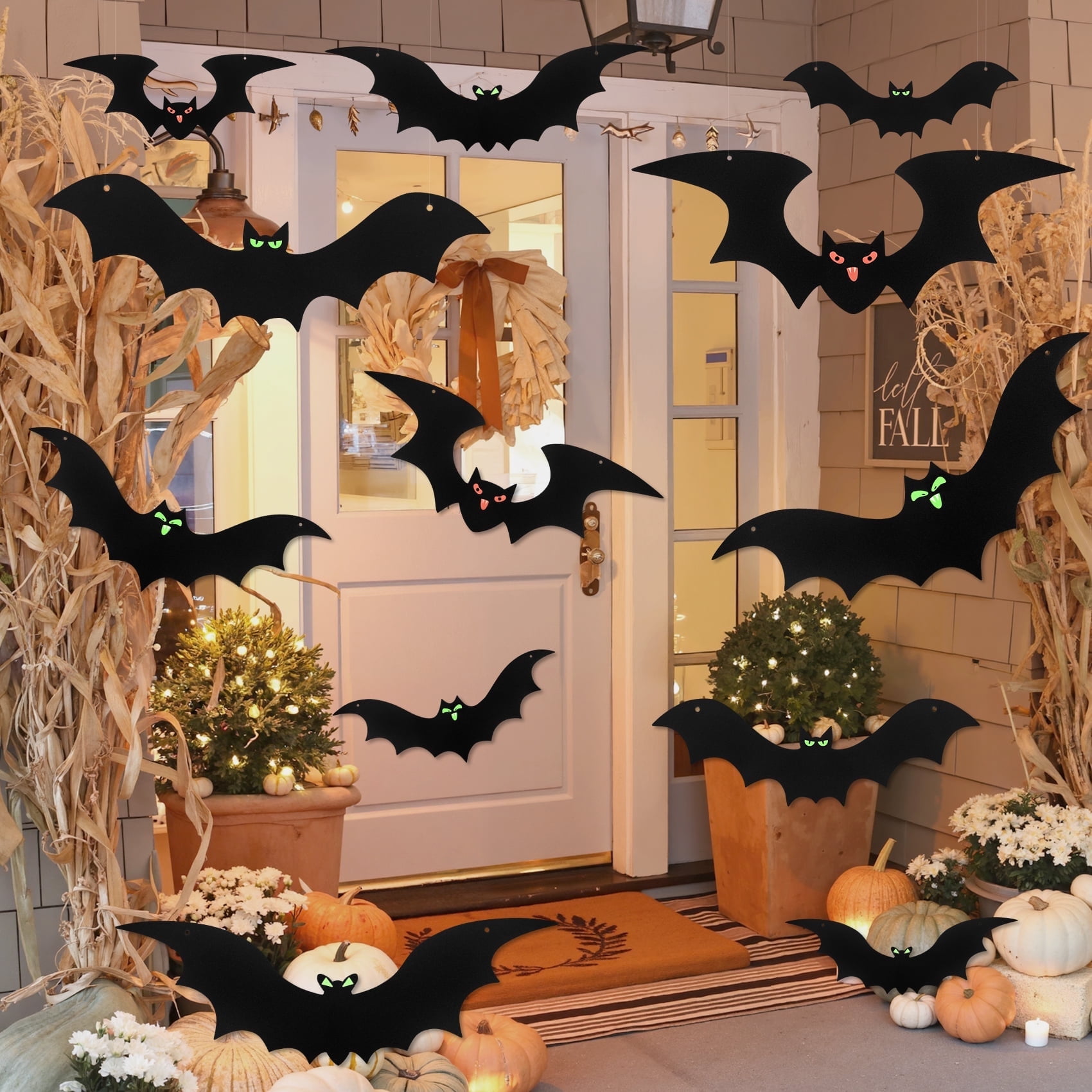 Zsiparty 24 Pack Hanging Bats Halloween Decorations Outdoor, Waterproof ...