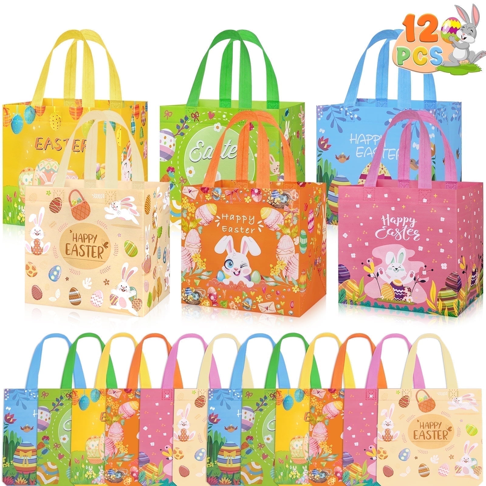 Zsiparty Easter Gift Bags, Easter Treat Bags with Handles Reusable Non ...