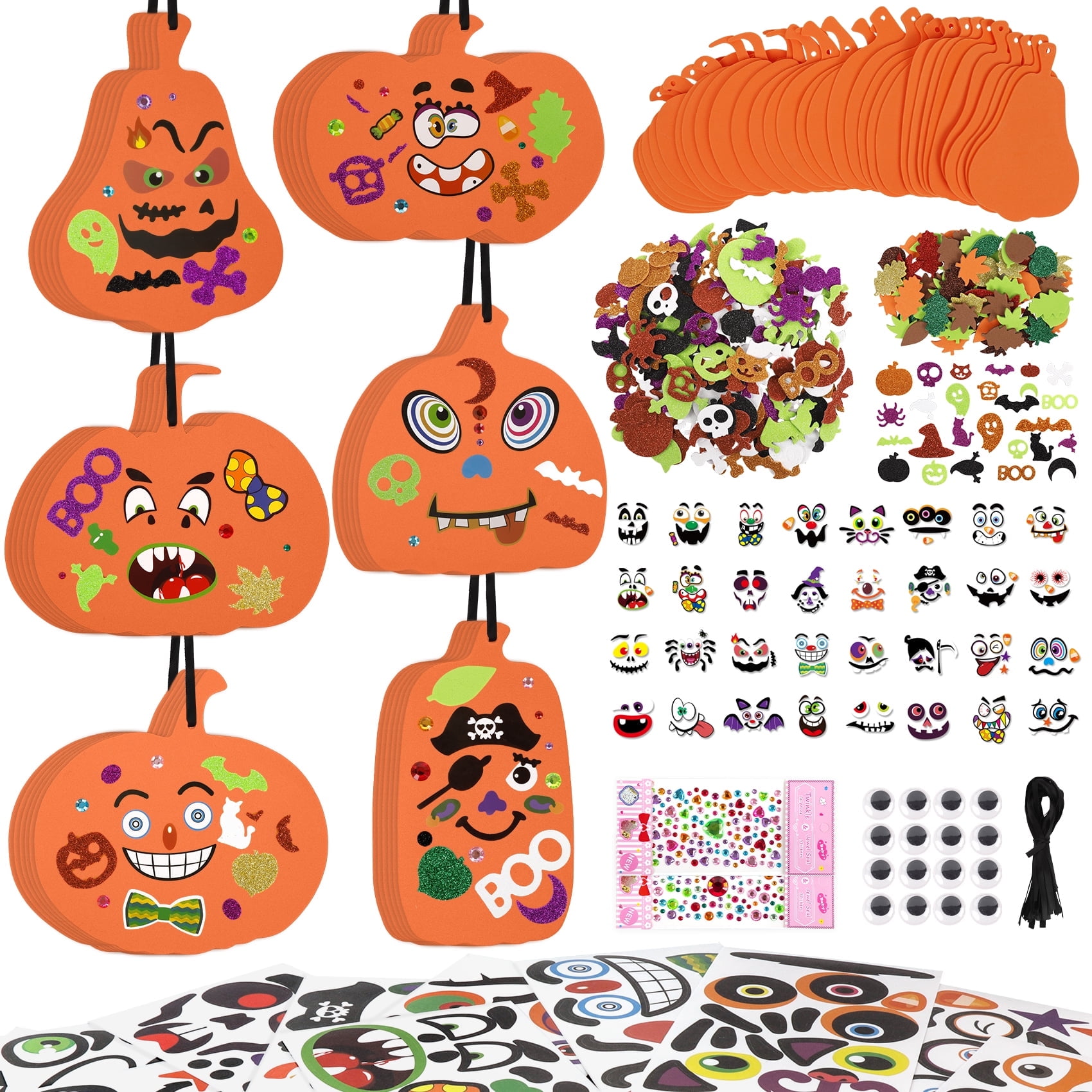 Zsiparty Halloween Craft Kit, 36 Set DIY Fall Foam Pumpkin Decorations ...