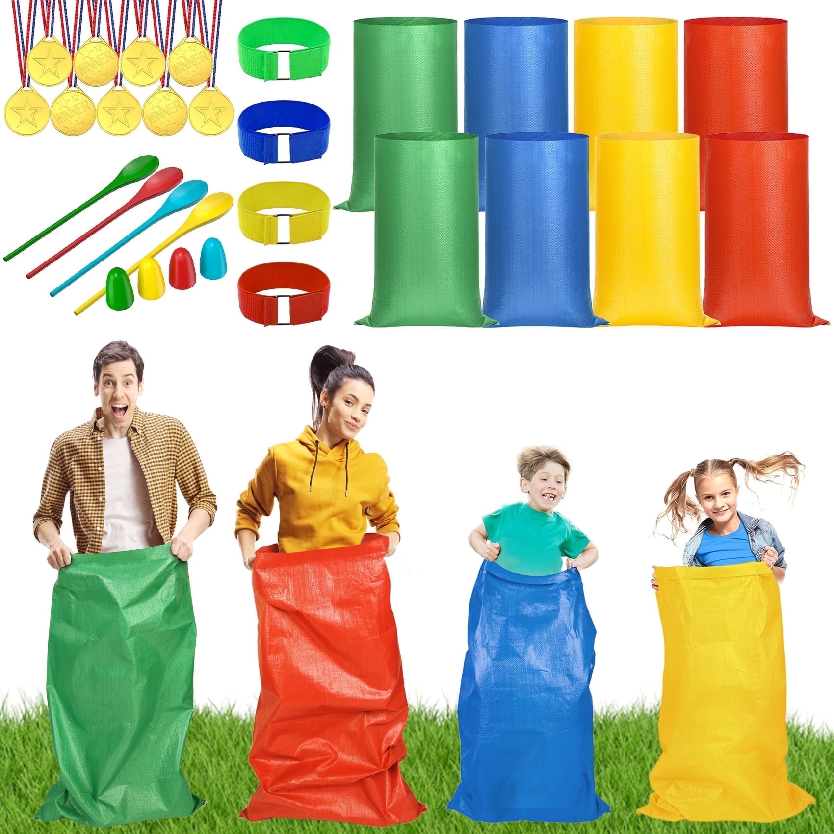 Zsiparty 29 Pcs Potato Sack Race Bags, Lawn Outdoor Games Jumping Bags ...