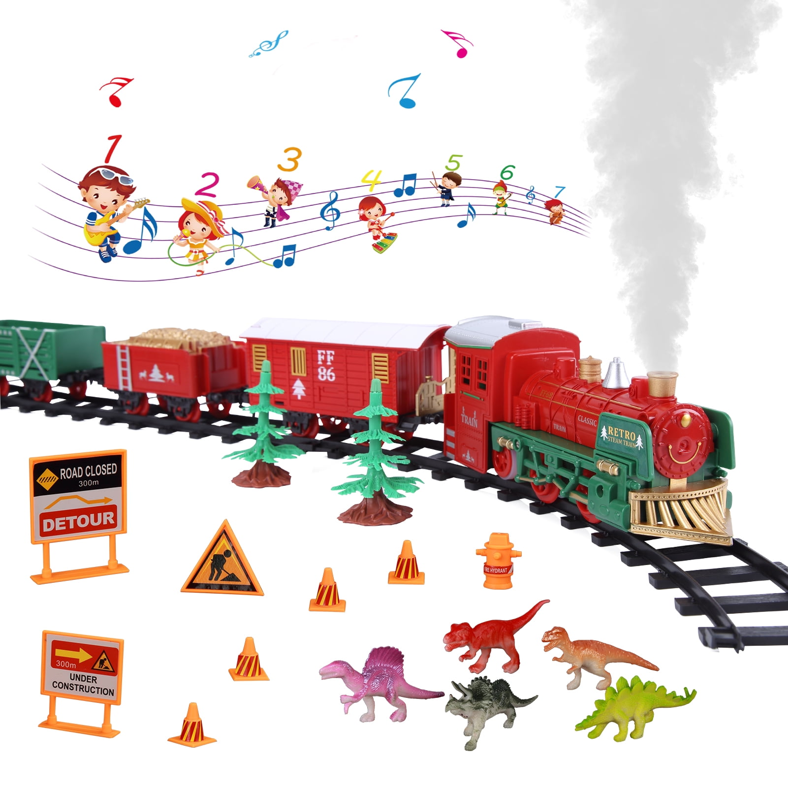 Zstar Electric Train Toy Set with Real Train Smoke, Sounds and Lights ...