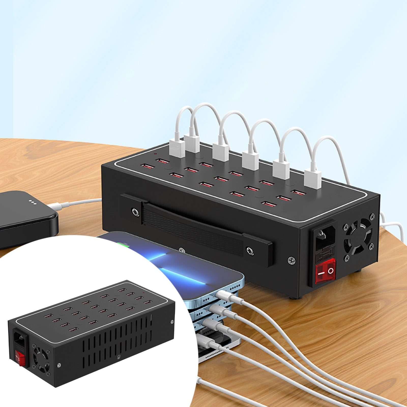 Zsyiiiiii 20 Port Charging Station 100W USB Charging Station USB C ...