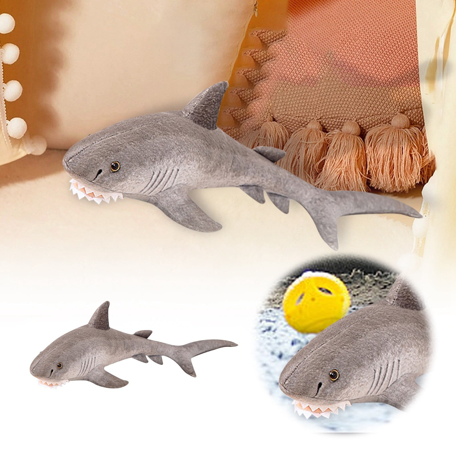 Zsyiiiiii Adorable Gray Ocean Animal Plush Toy Soft Cuddly Puppet for ...