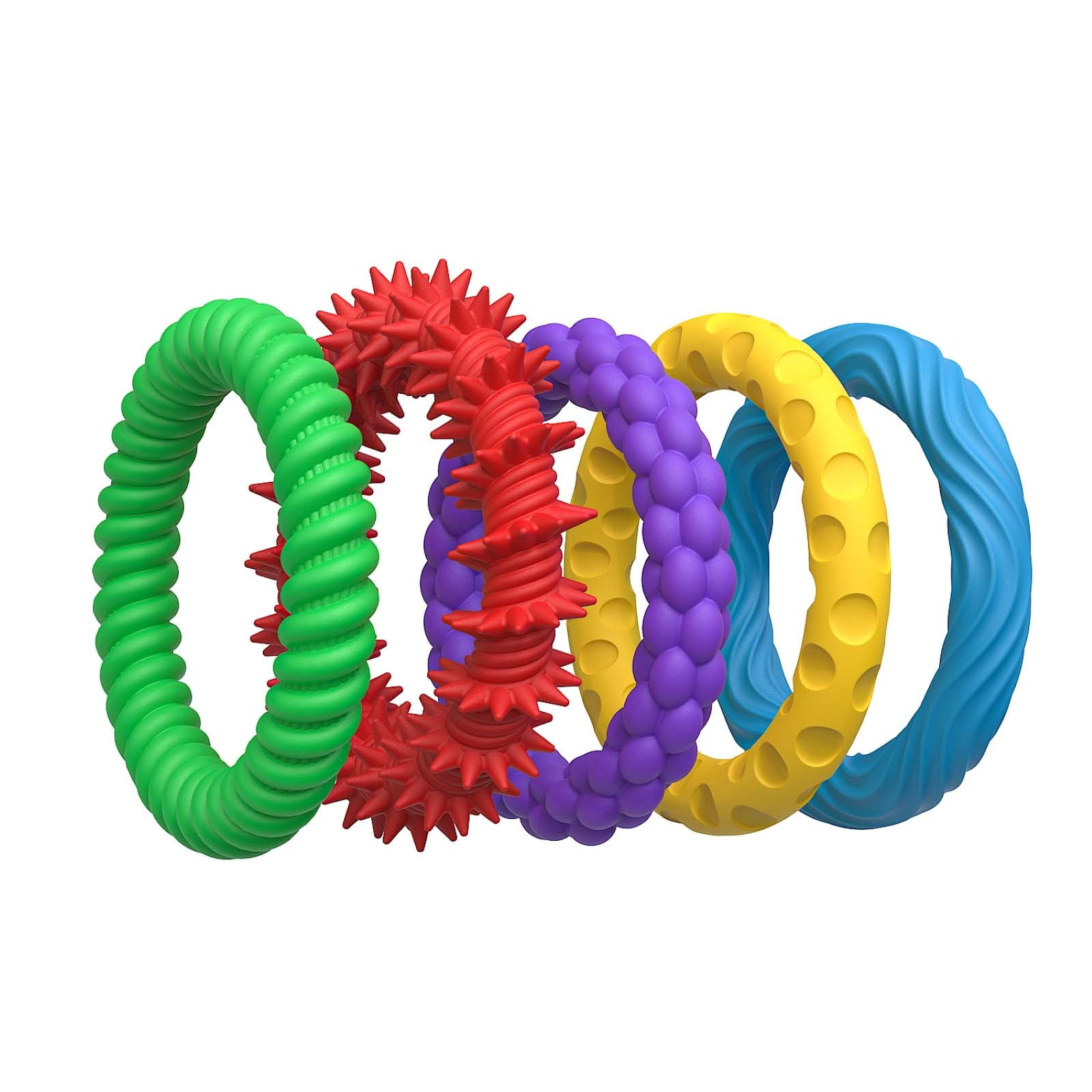 Zsyiiiiii Silicone Sensory Fidget Bracelets 5-Pack Textured Anxiety ...