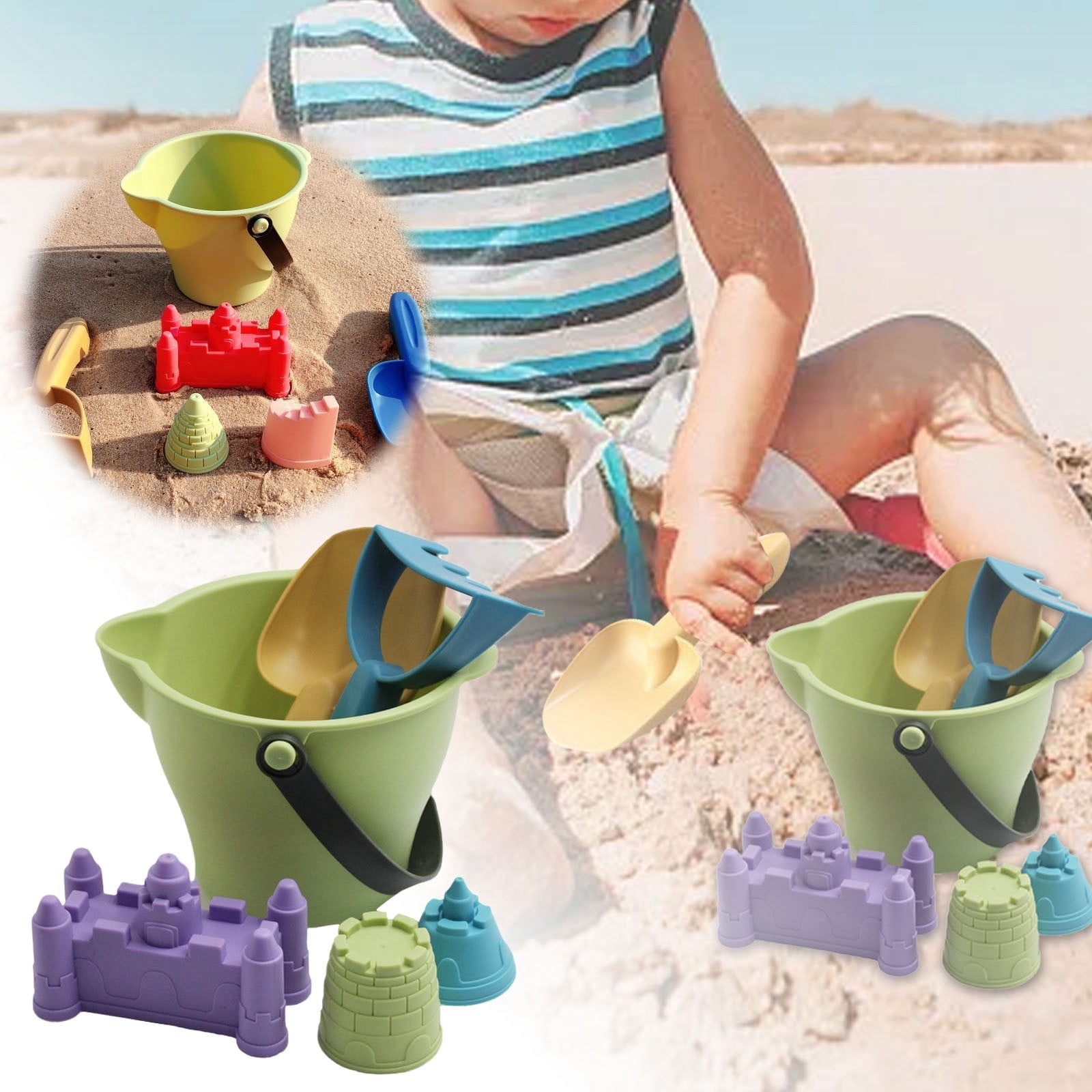 Zsyiiiiii Toddler Beach Pail Sand Shovels for The Beach Pool for ...