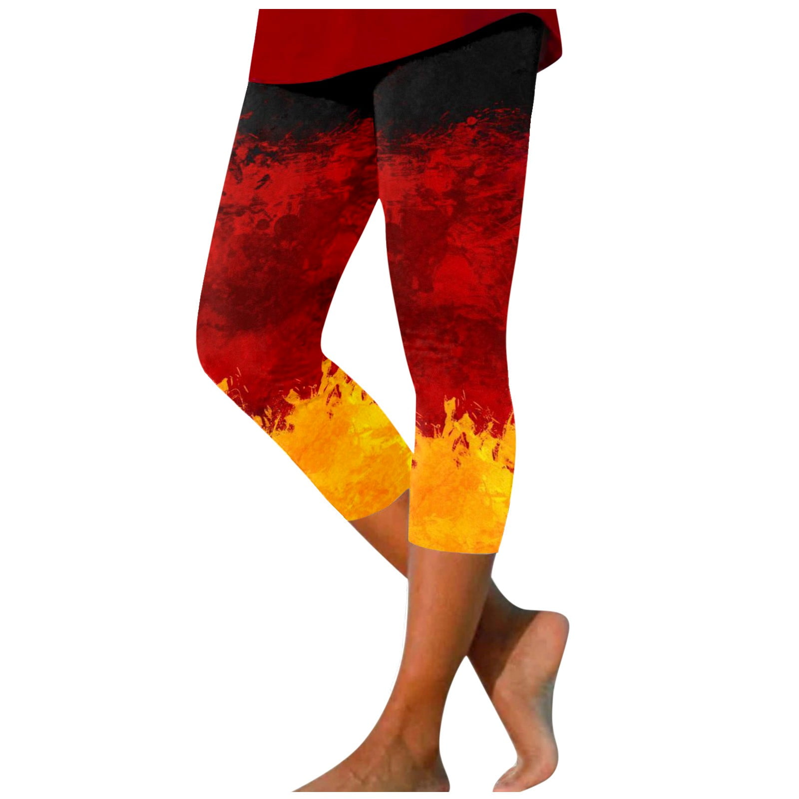 Zszcpp Capri Leggings For Women High Waist Figure Print Calf Length ...