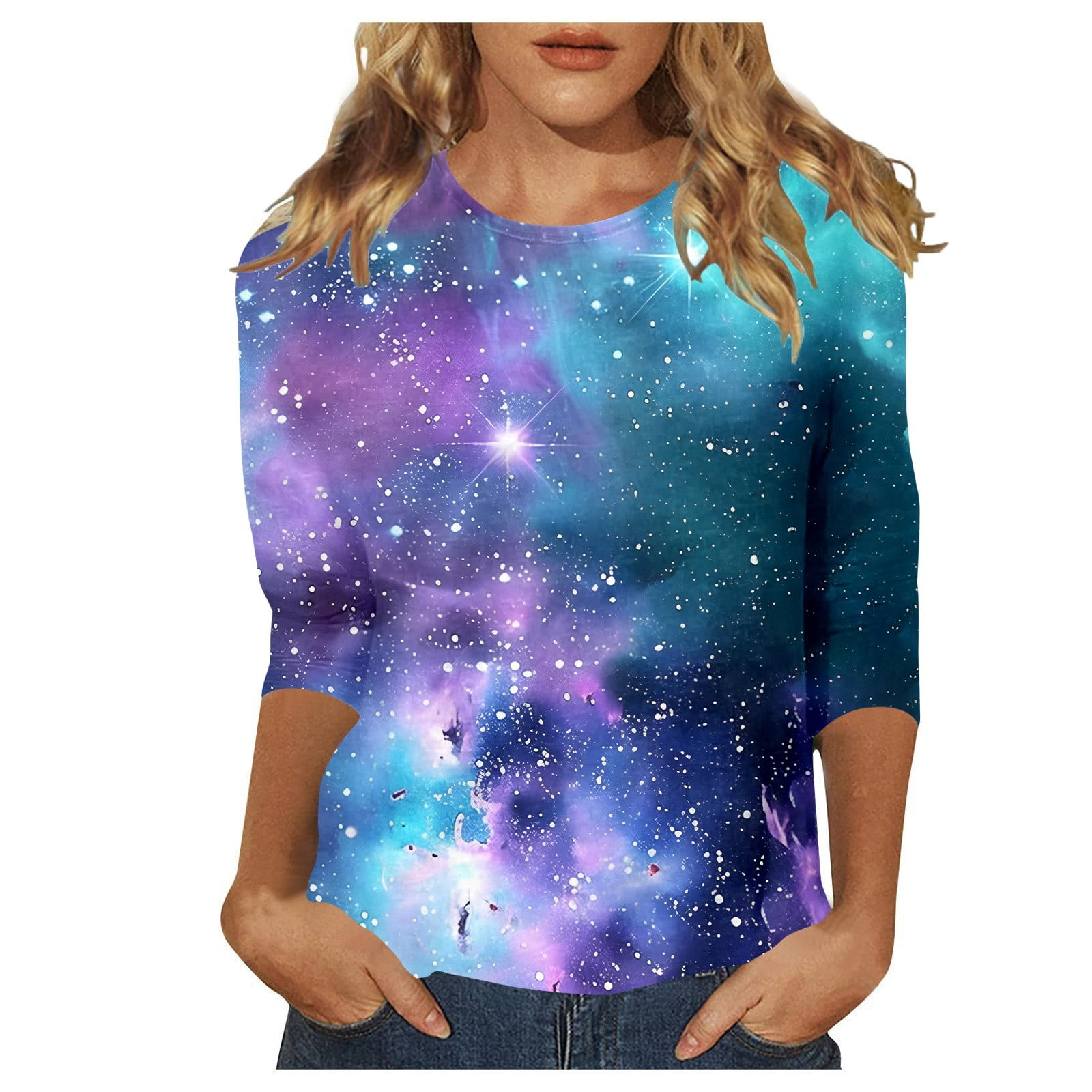 Zszcpp Going Out Tops For Women Comfort Relaxed Three Quarter Sleeve ...