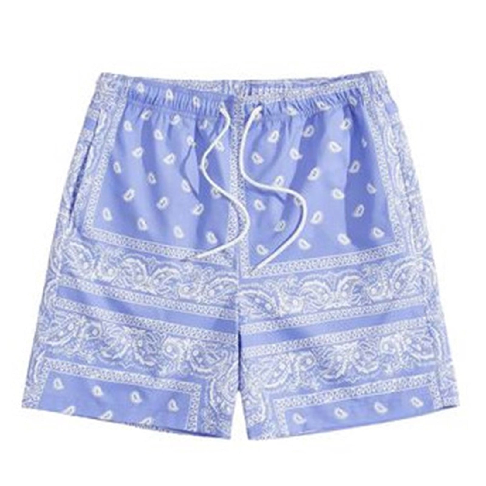 Zszcpp High Waisted Shorts Men Beach Thin Comfort Rope Tie Up Digital ...