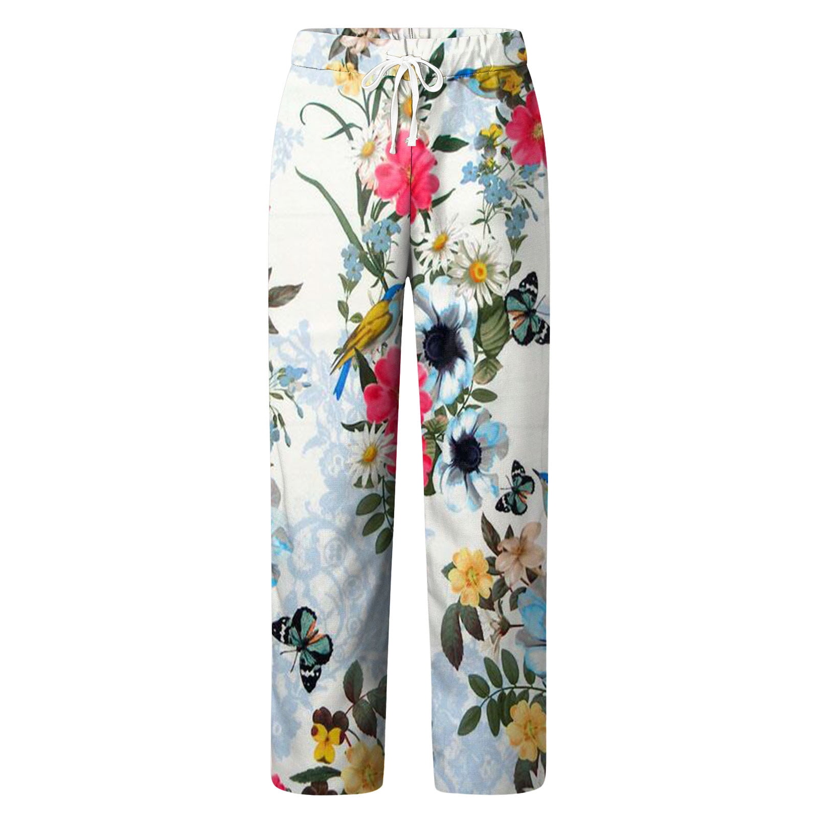 Zszcpp Mens Linen Pants Long Lightweight Rope Tie Up Outdoor Digital 3D ...