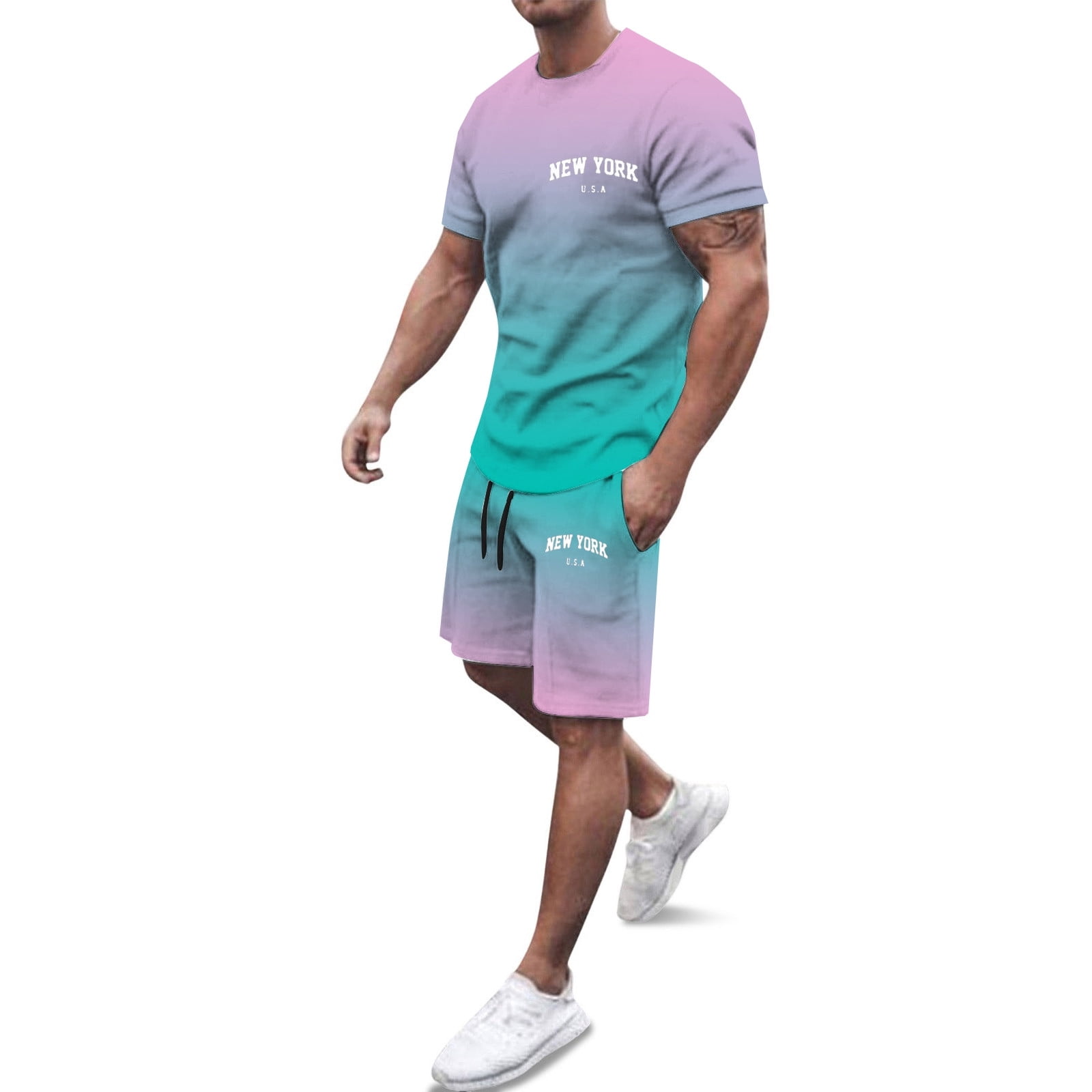 Zszcpp Mens Shorts Set Outfits Relaxed Fit Plus Size Exercise ...