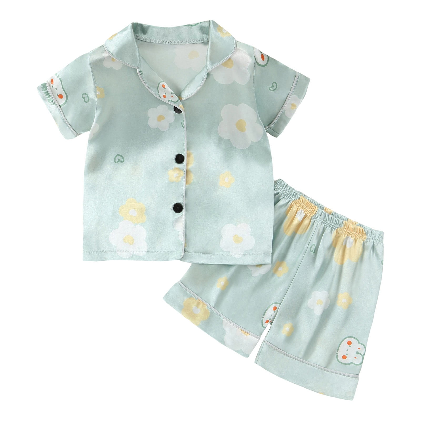 Zszcpp Kids Pj'S Outfit Lounge Set Girls Floral Print Short Sleeve ...