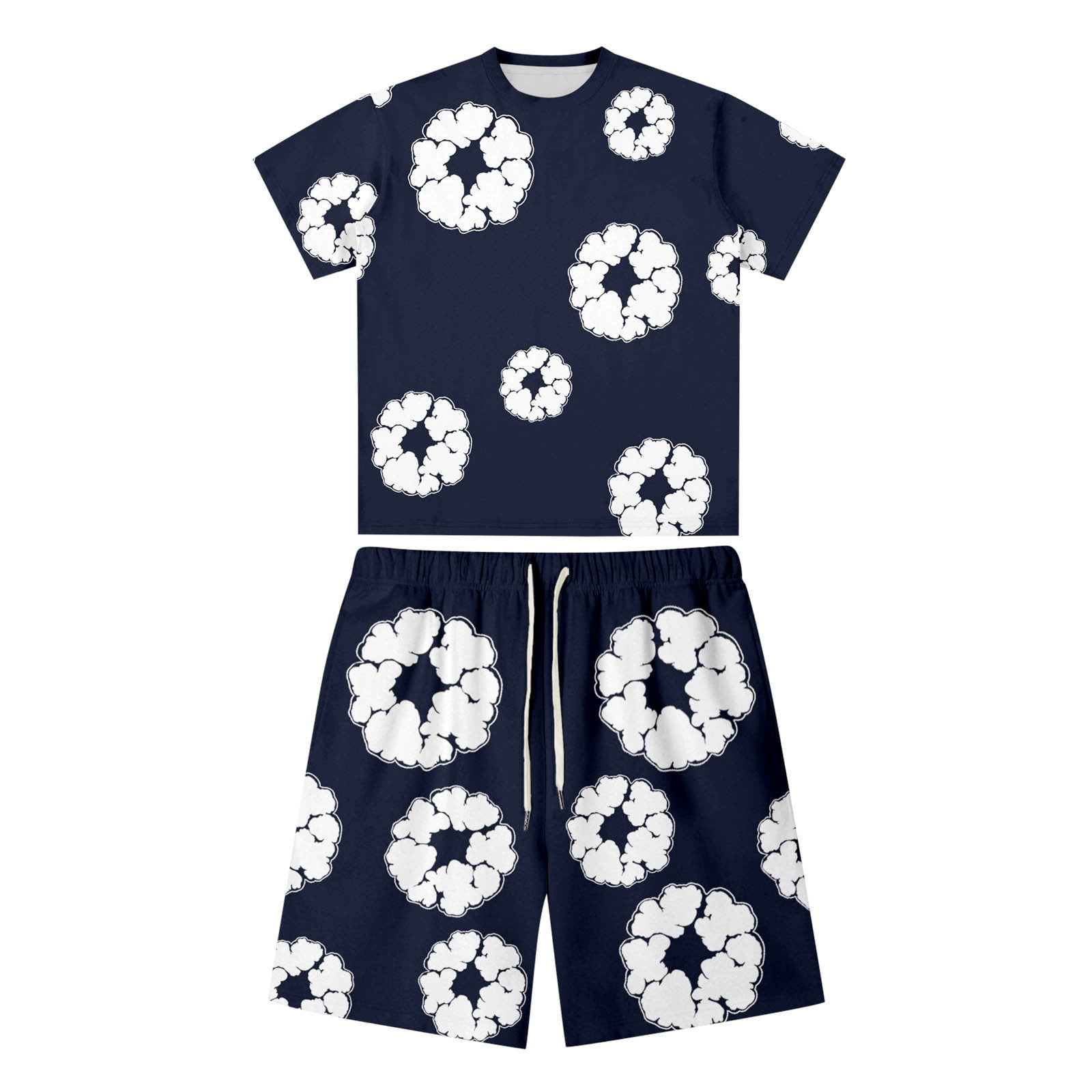 Zszcpp Outfit For Men Shorts Set Round Enck Thin Floral Print Short ...