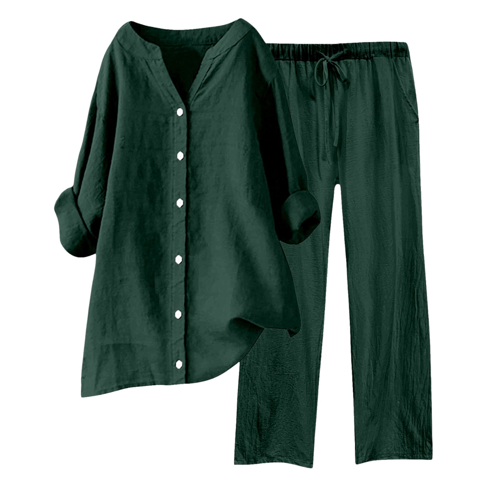 Zszcpp Outfit For Women Pants Set Elegance Elastic Waist Long Sleeve ...