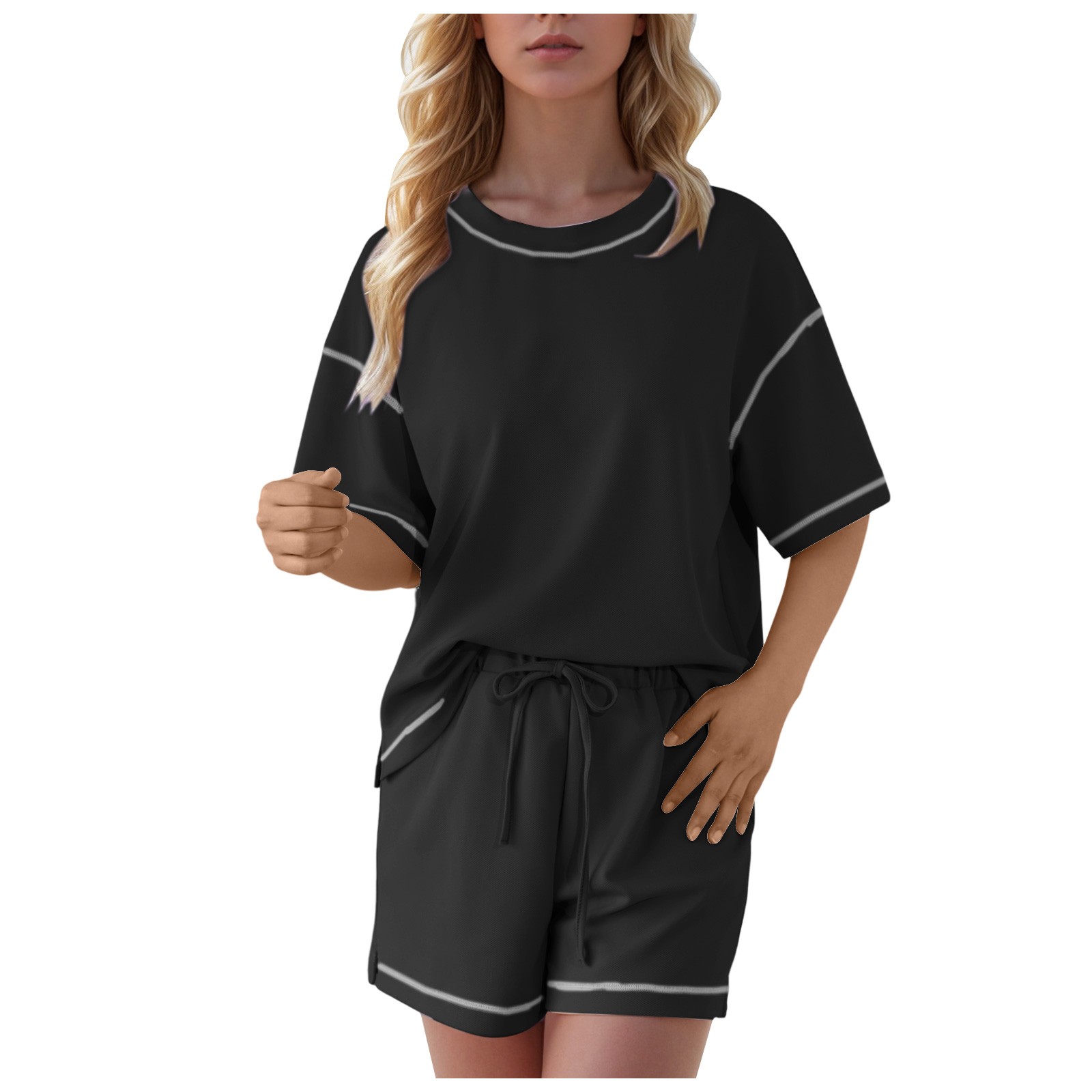 Zszcpp Pajama Sets For Women 2 Piece Outfits Yoga Sports Pocket Short ...