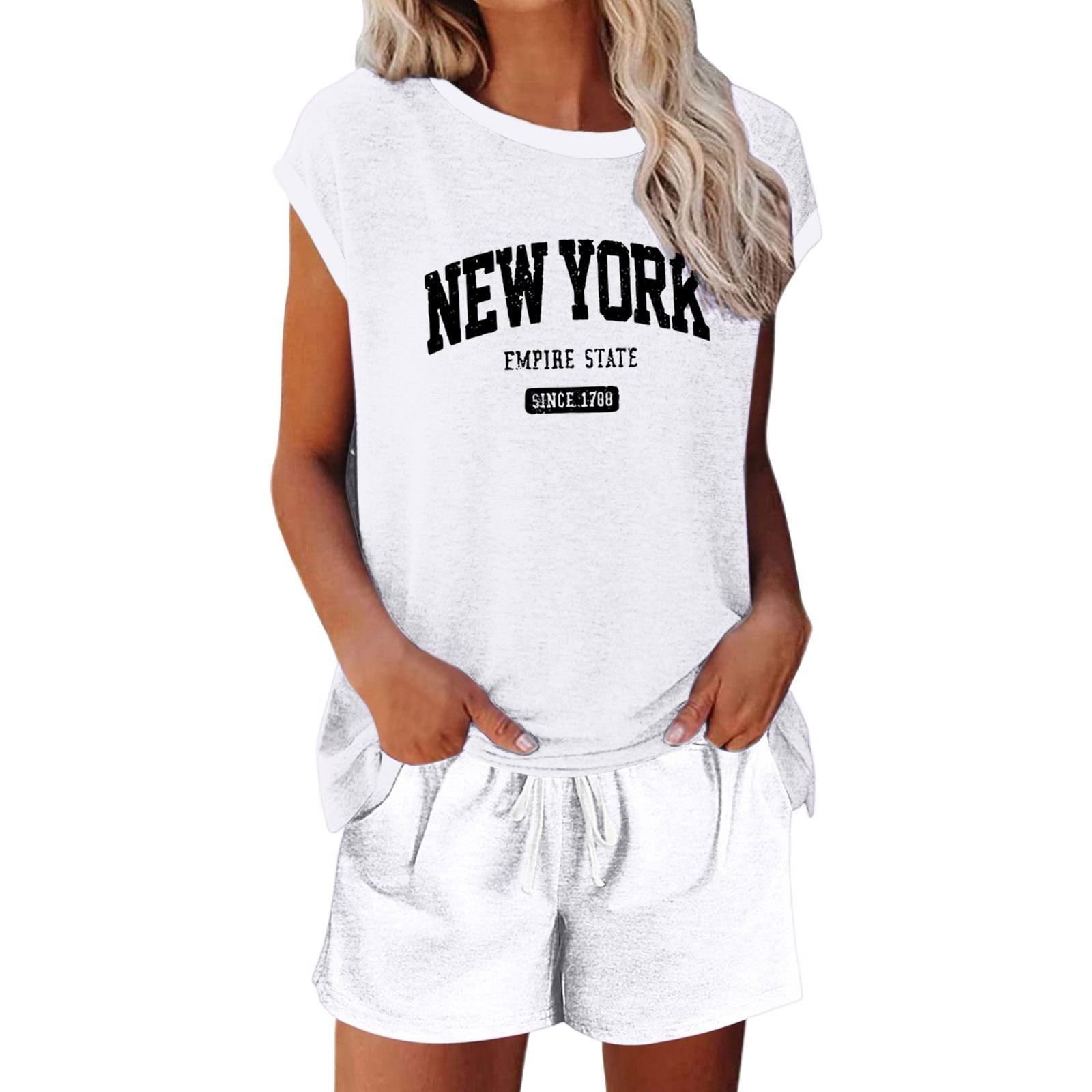 Zszcpp Pajama Sets For Women 2 Piece Outfits Brief Print Lumbar Frenum ...