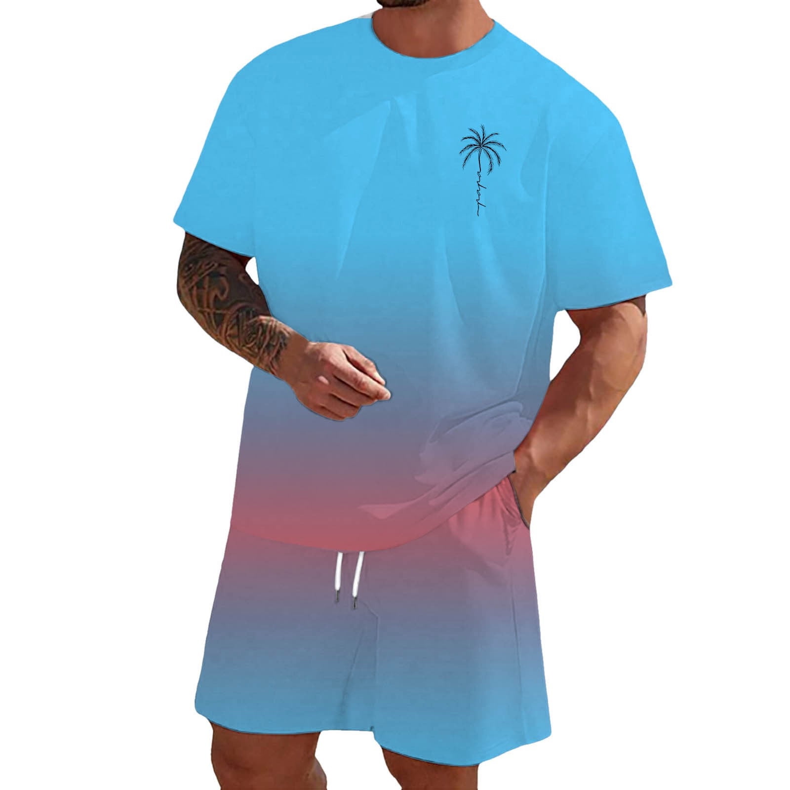 Zszcpp Shorts Set For Men Outfits Set Gradient Relaxed Fit Softable ...