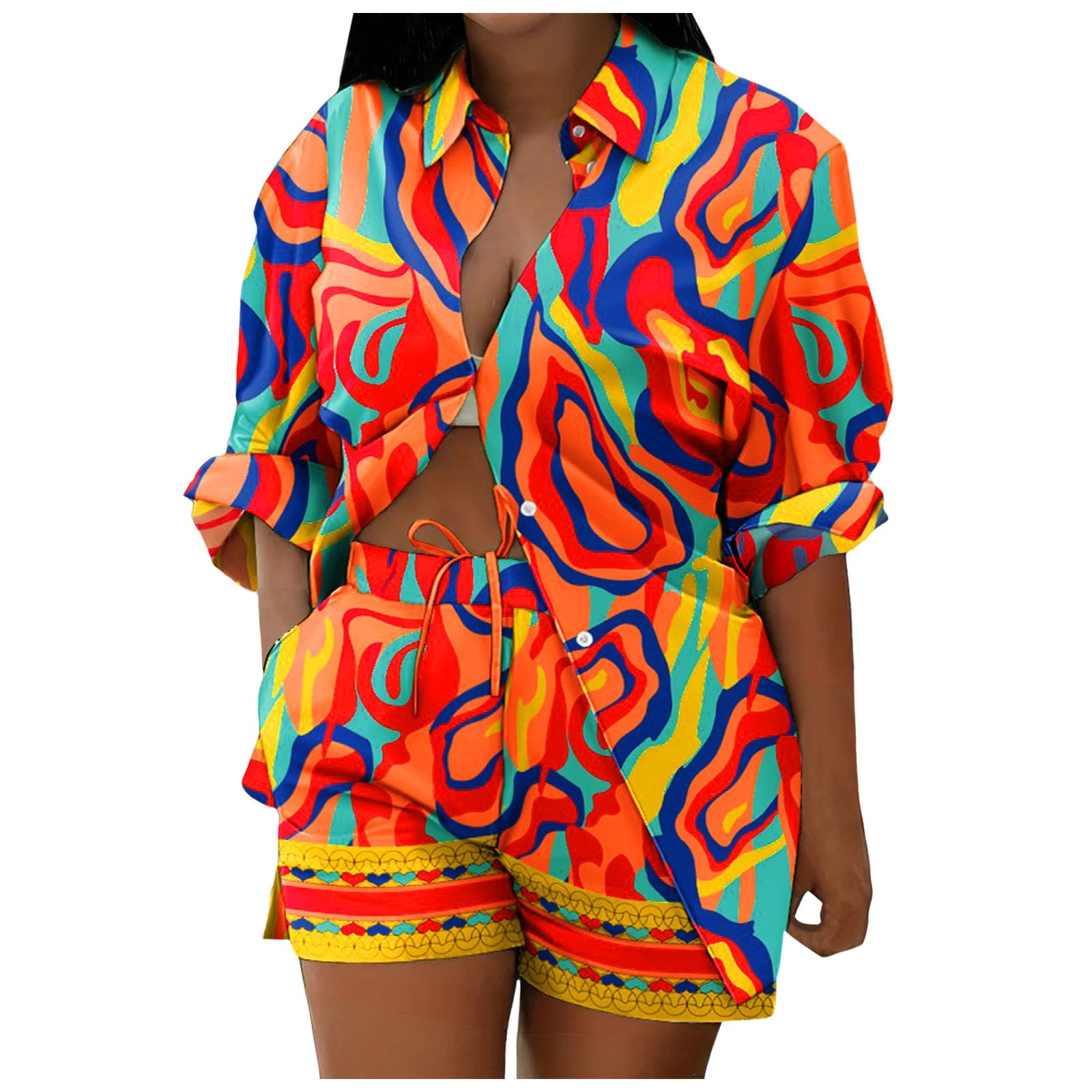 Zszcpp Shorts Sets Women 2 Piece Outfits Commuting Beach Relaxed 3D ...