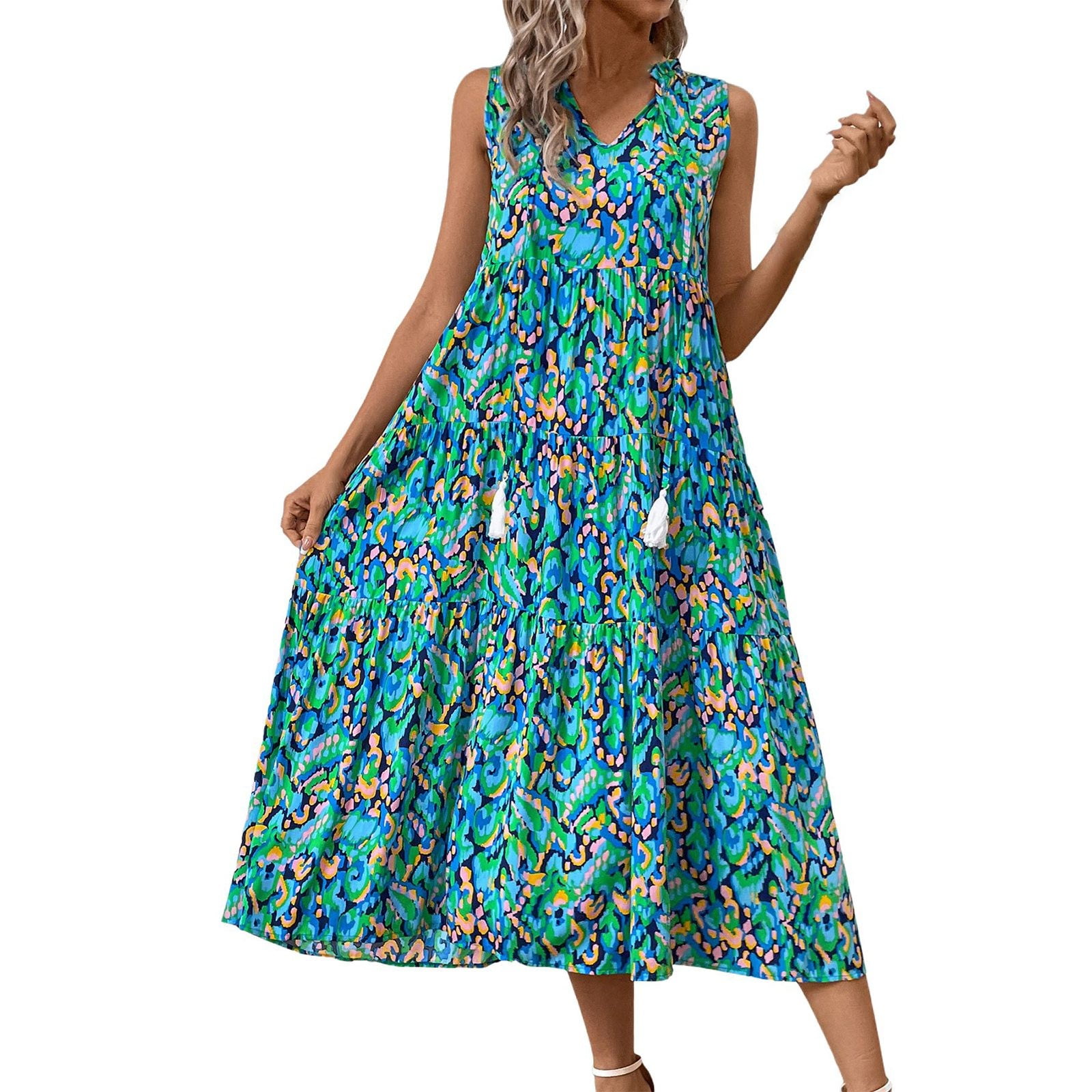 Zszcpp Summer Dresses For Women 2025 Fringe Holiday Floral Lightweight ...