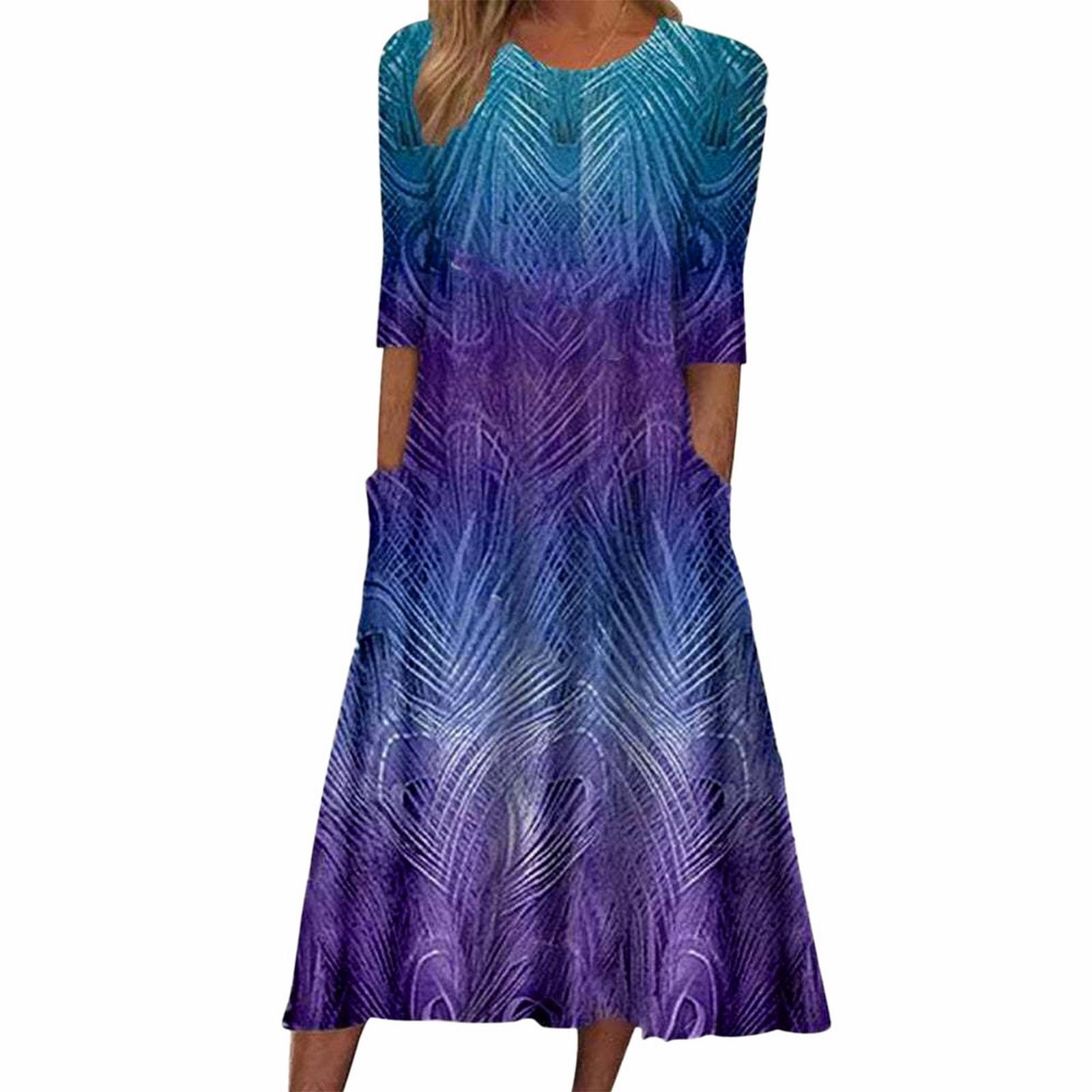 Zszcpp Summer Dresses For Women 2025 Half Sleeve Pocket Basic ...