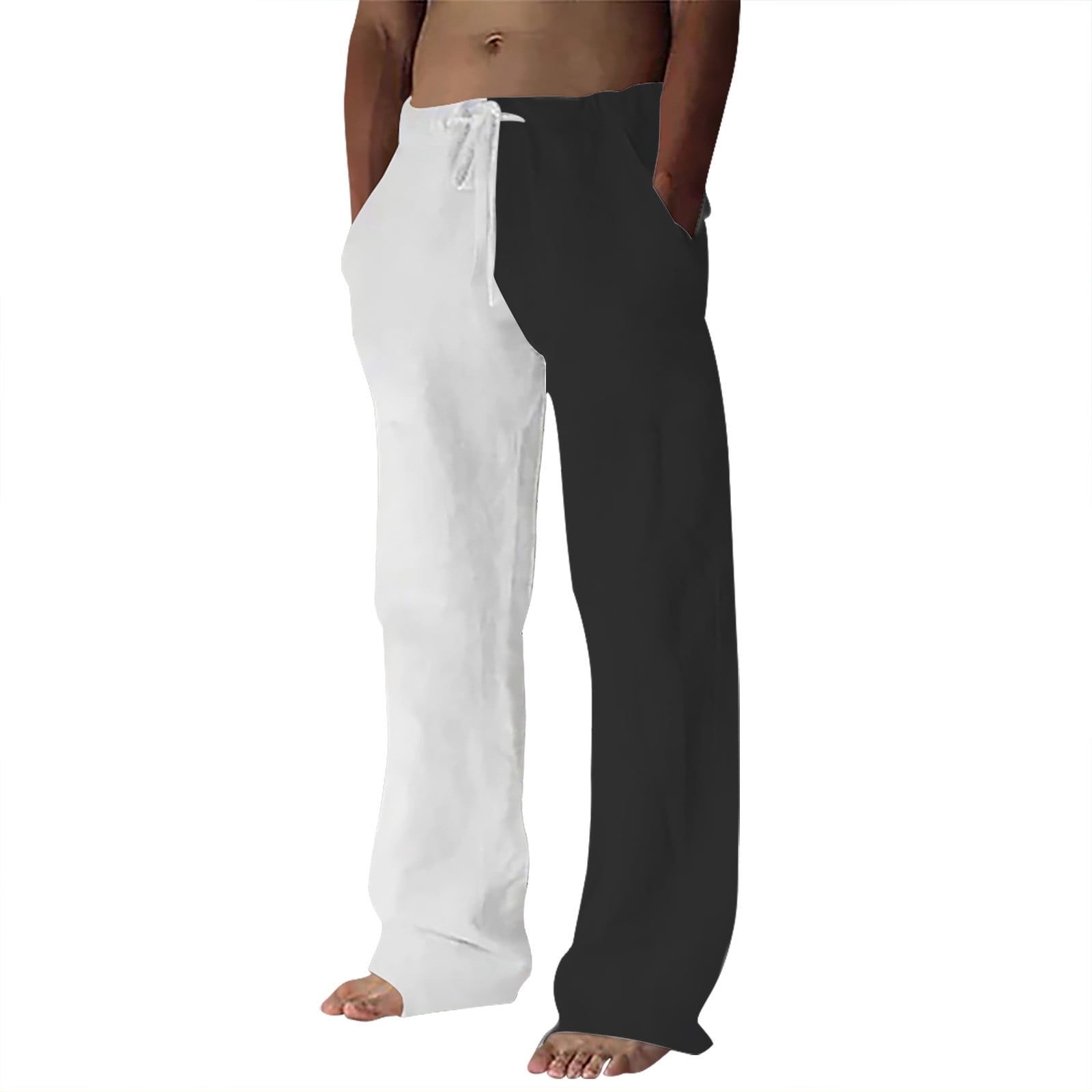 Zszcpp Summer Pants For Mens 2025 Color Patchwork Long Straight Simple Style Brief Basic ...