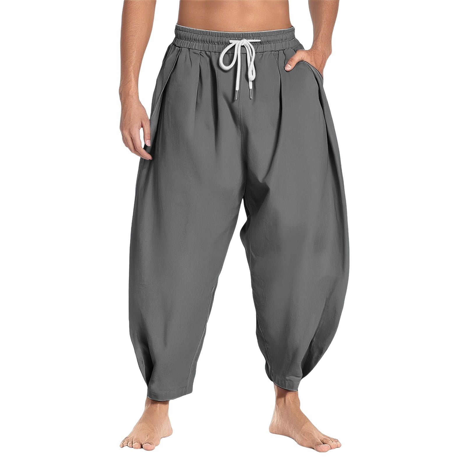 Zszcpp Summer Pants For Mens 2025 Pleated Pocket Long Plain Simple ...