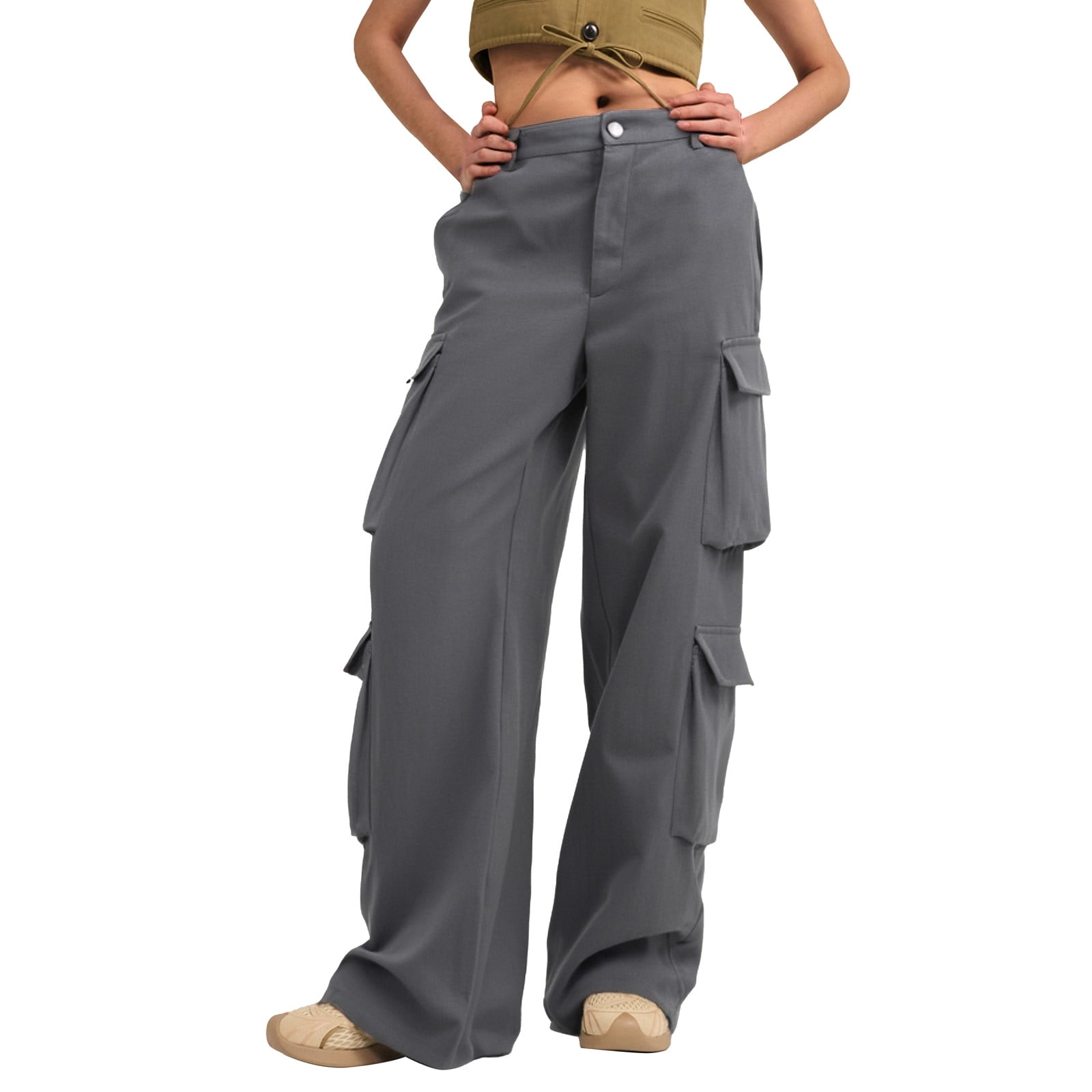 Zszcpp Summer Pants For Womens 2025 Symmetrical Pocket Solid Relaxed ...