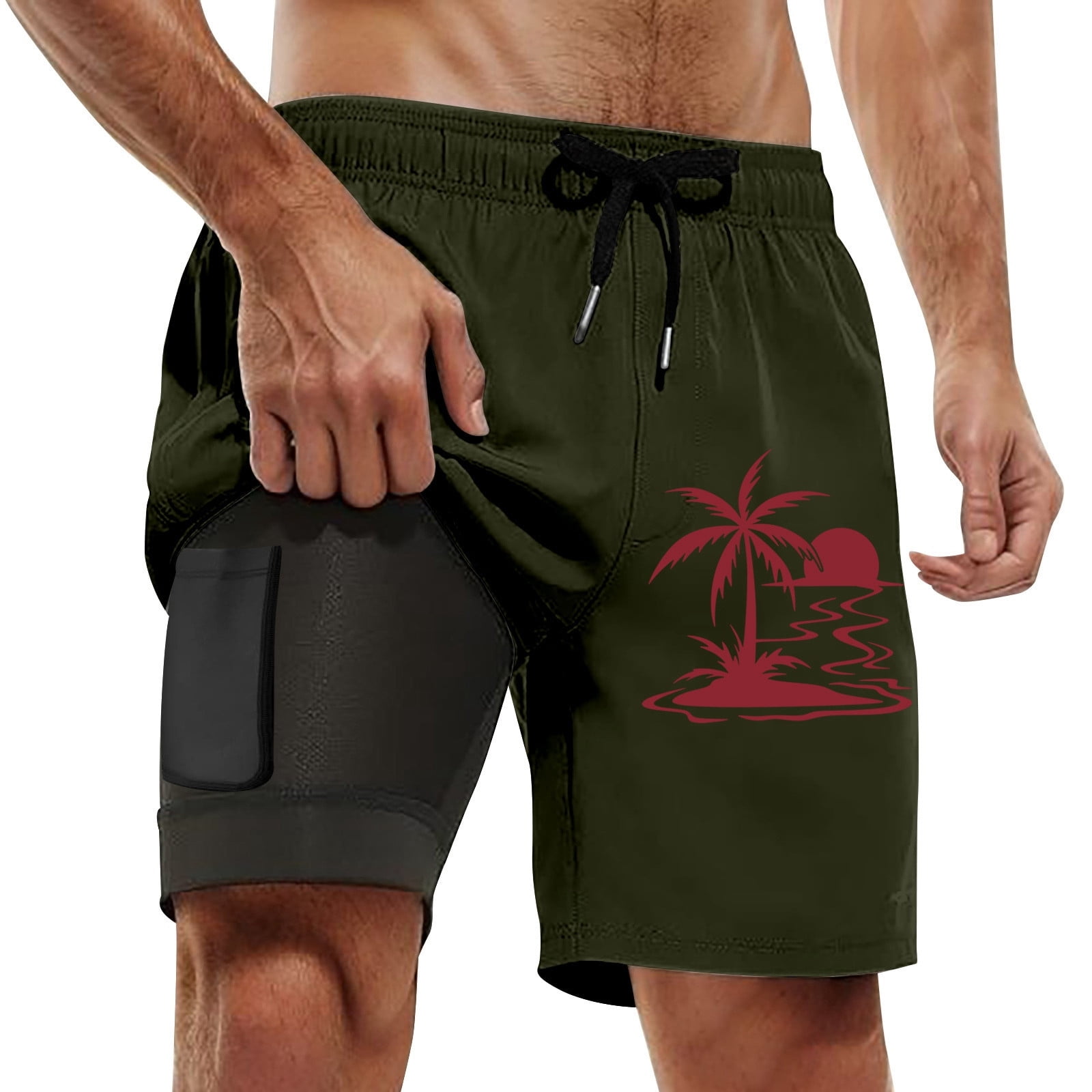 Zszcpp Summer Shorts For Mens 2025 Leisure Print Coconut Tree Hawaii ...