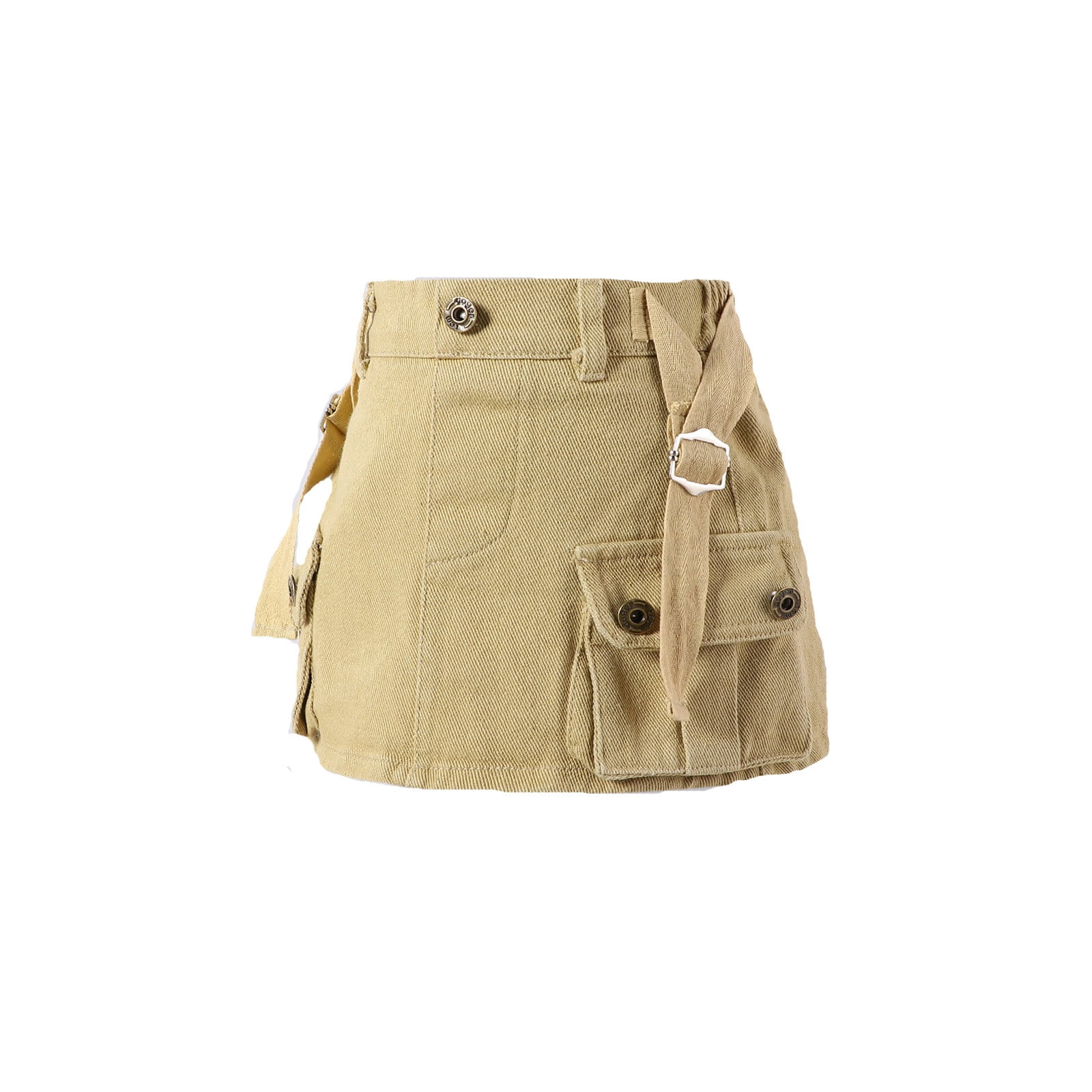 Zszcpp Summer Skirts For Girls 2025 Solid Color Cargo A-Line Denim Jean ...