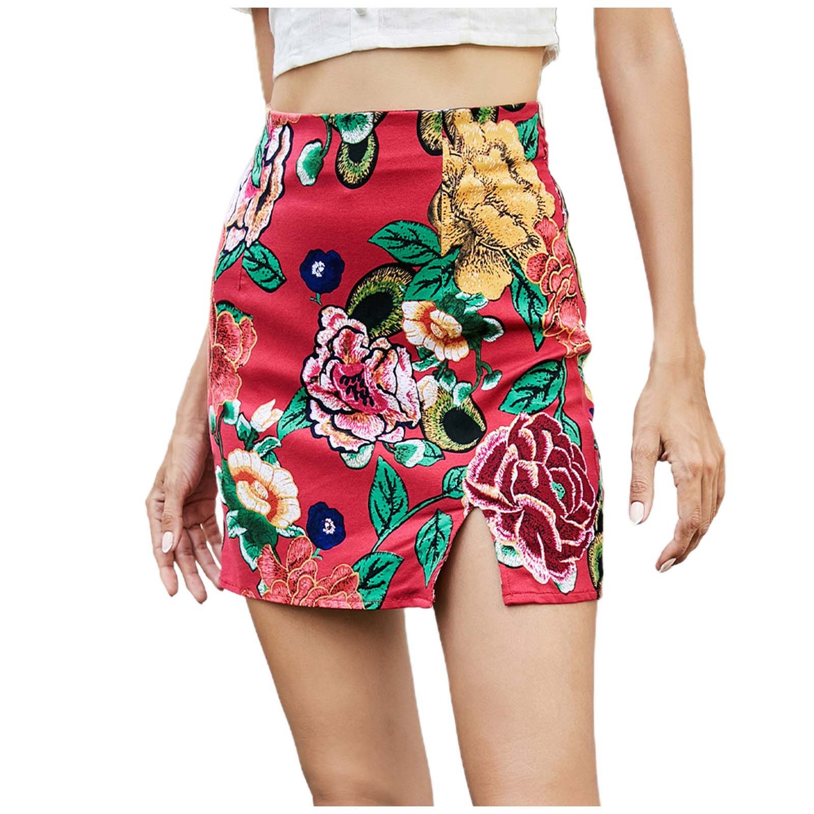 Zszcpp Summer Skirts For Women 2025 Refreshing Floral Print Mini Skirts ...
