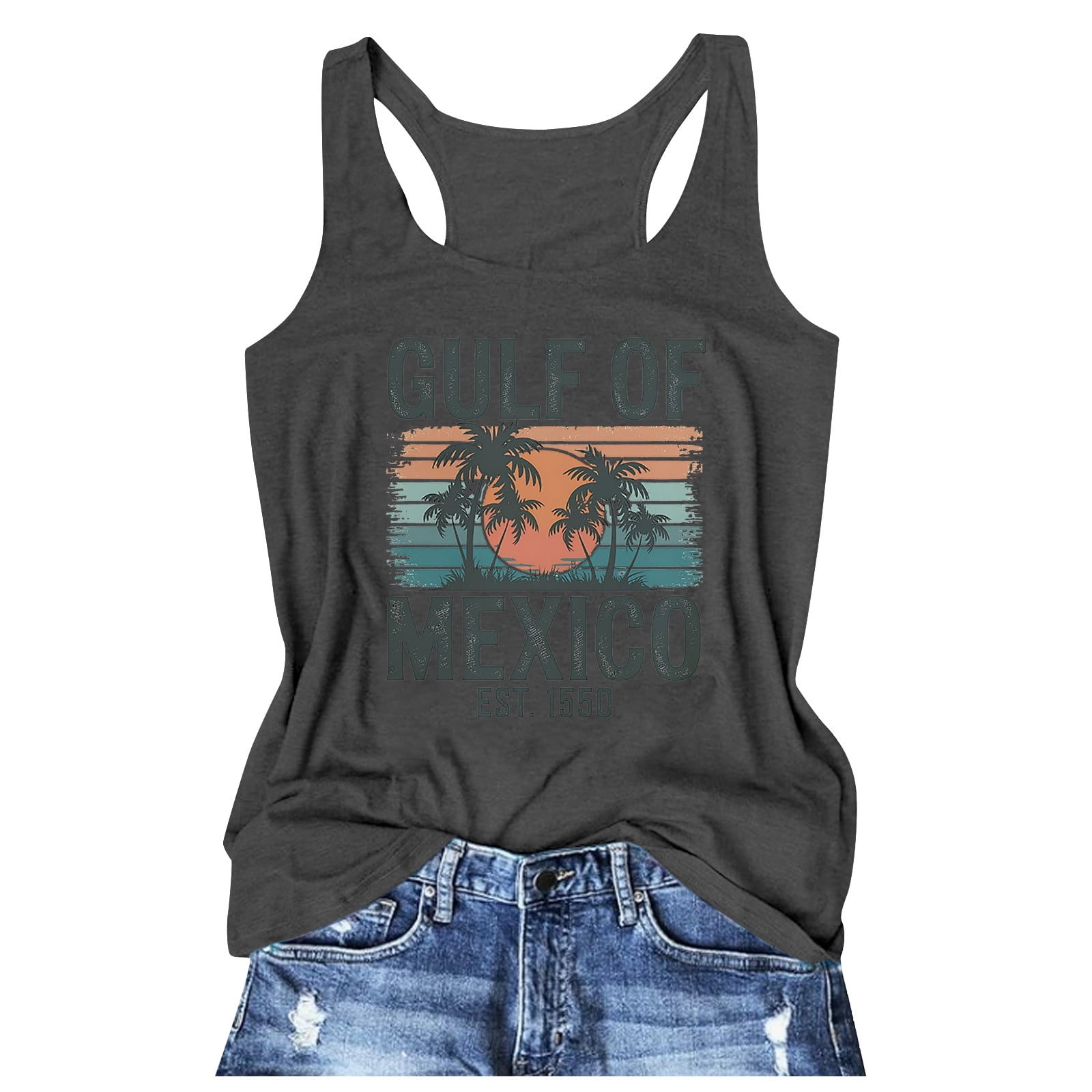 Zszcpp Summer Tank Tops For Women 2025 Recreation Letter Print Going ...