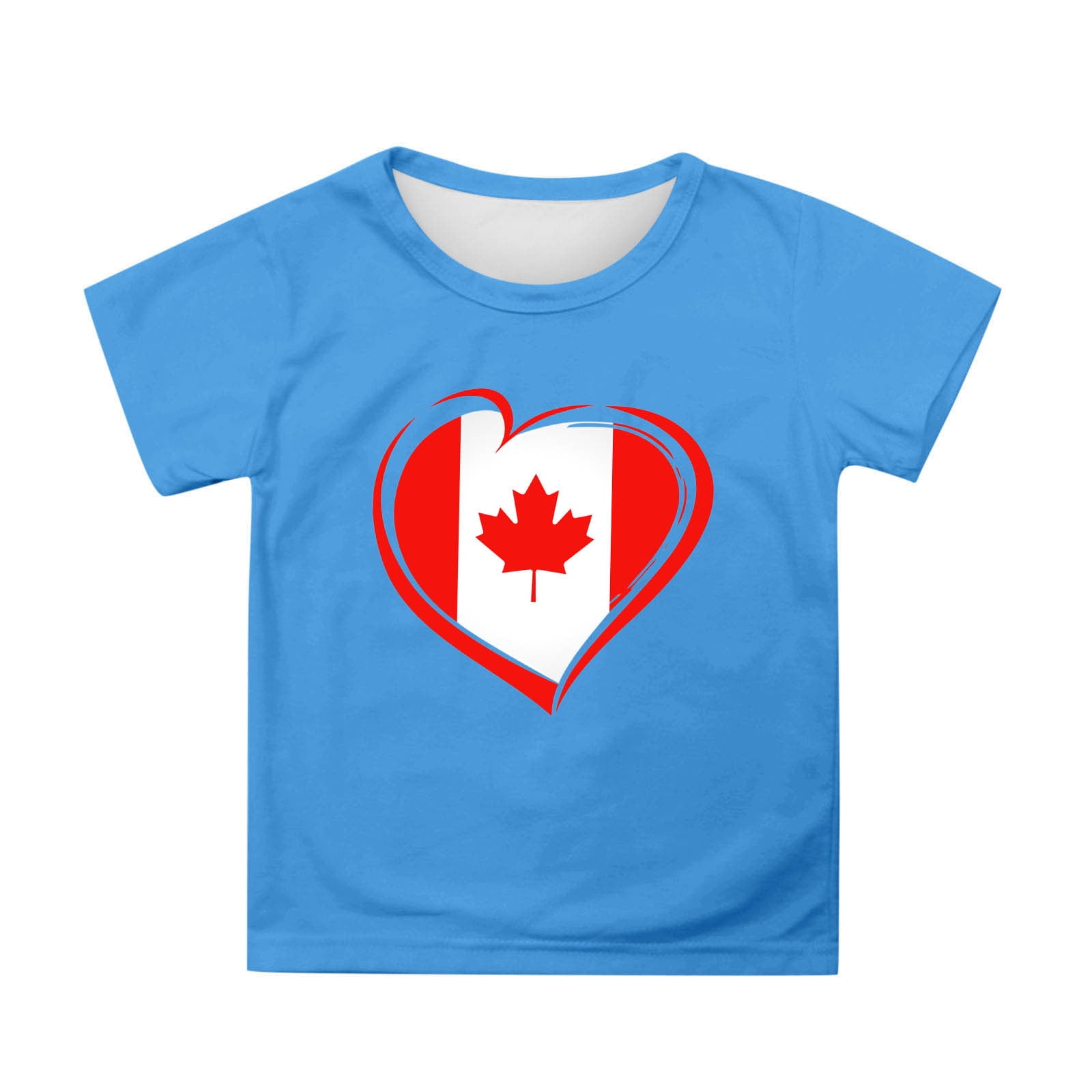 Zszcpp Summer Top For Teens Girl T-Shirts 2025 Short Sleeve Love Heart Maple Leaf Print Tee ...