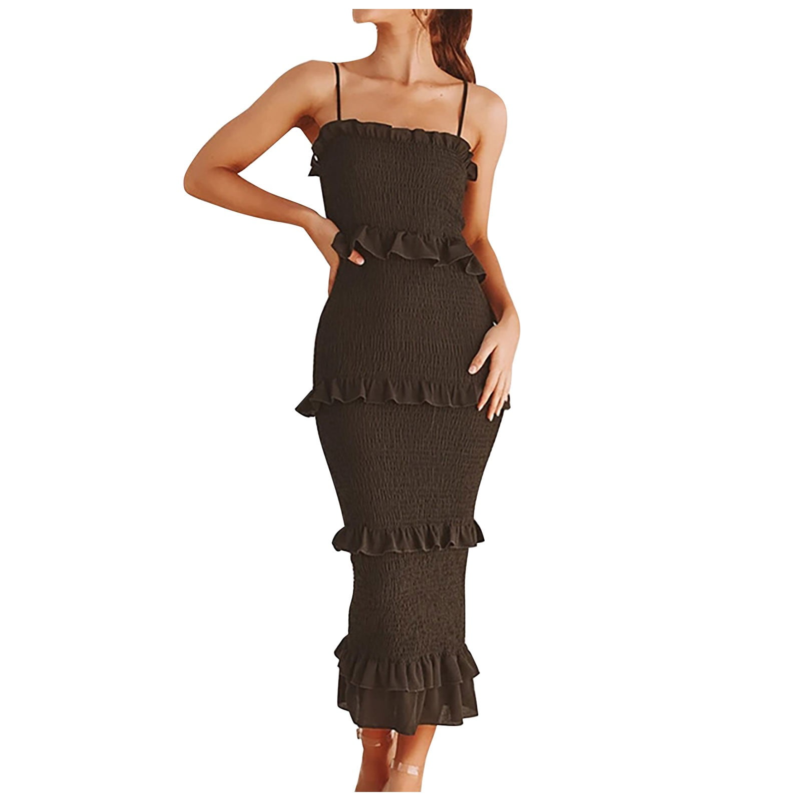 Zszcpp Sun Dresses For Women 2025 Vacation Elastic Recreation Daily ...