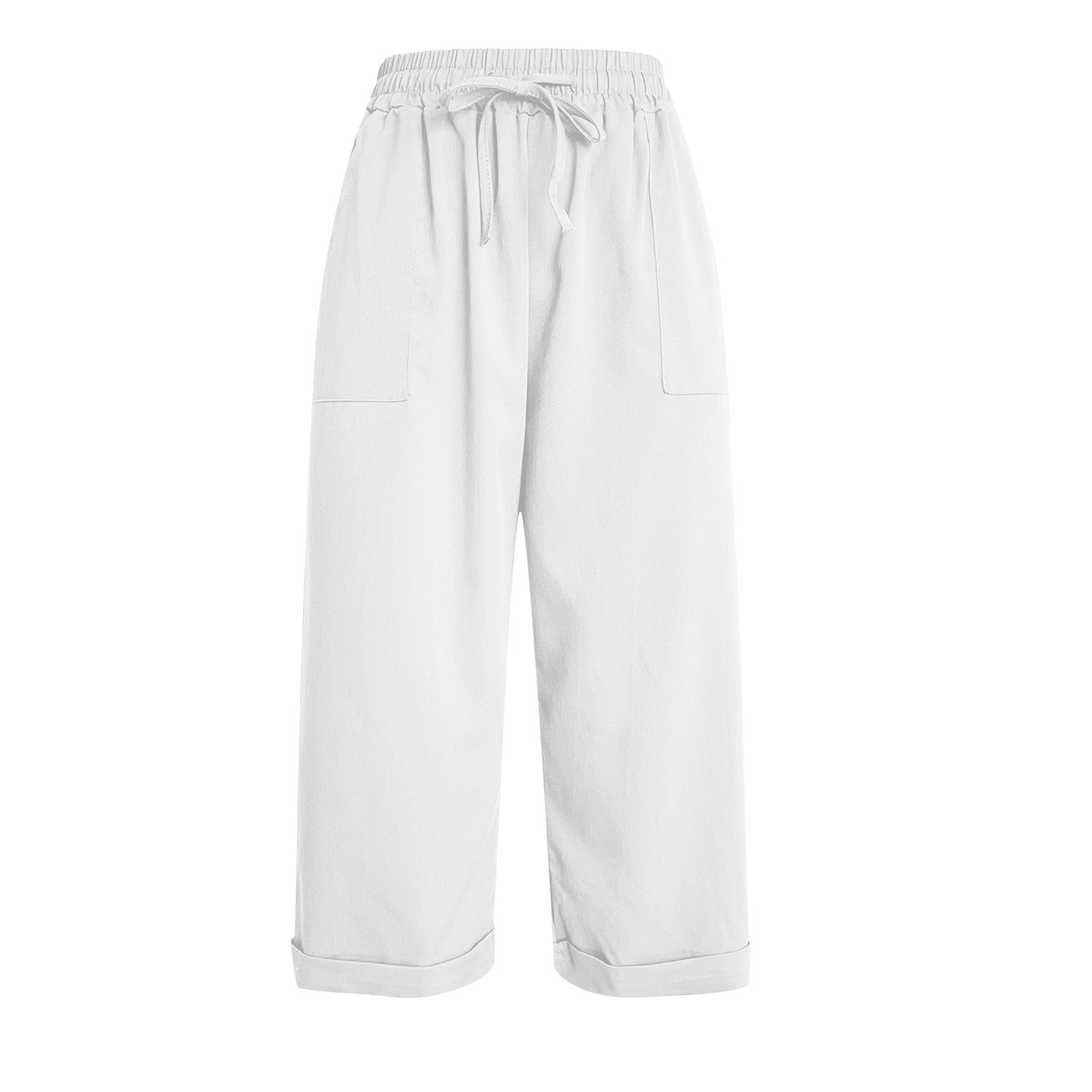 Zszcpp Women 'S Casual Shorts Calf-Length Leisure Pocket Elastic Waist ...