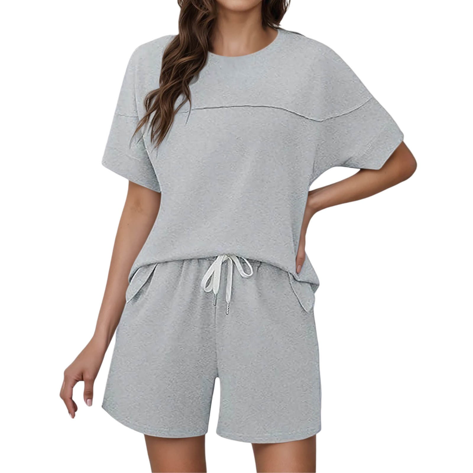 Zszcpp Women Shorts Sets Outfits Daily Wear Short Sleeve Versatile ...