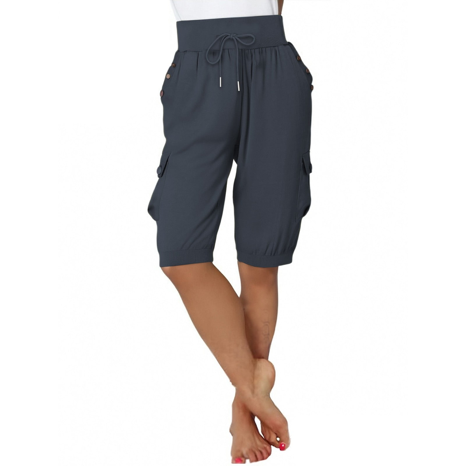 Zszcpp Womens Athletic Capri Pants Closed Rope Calf Length Straight ...