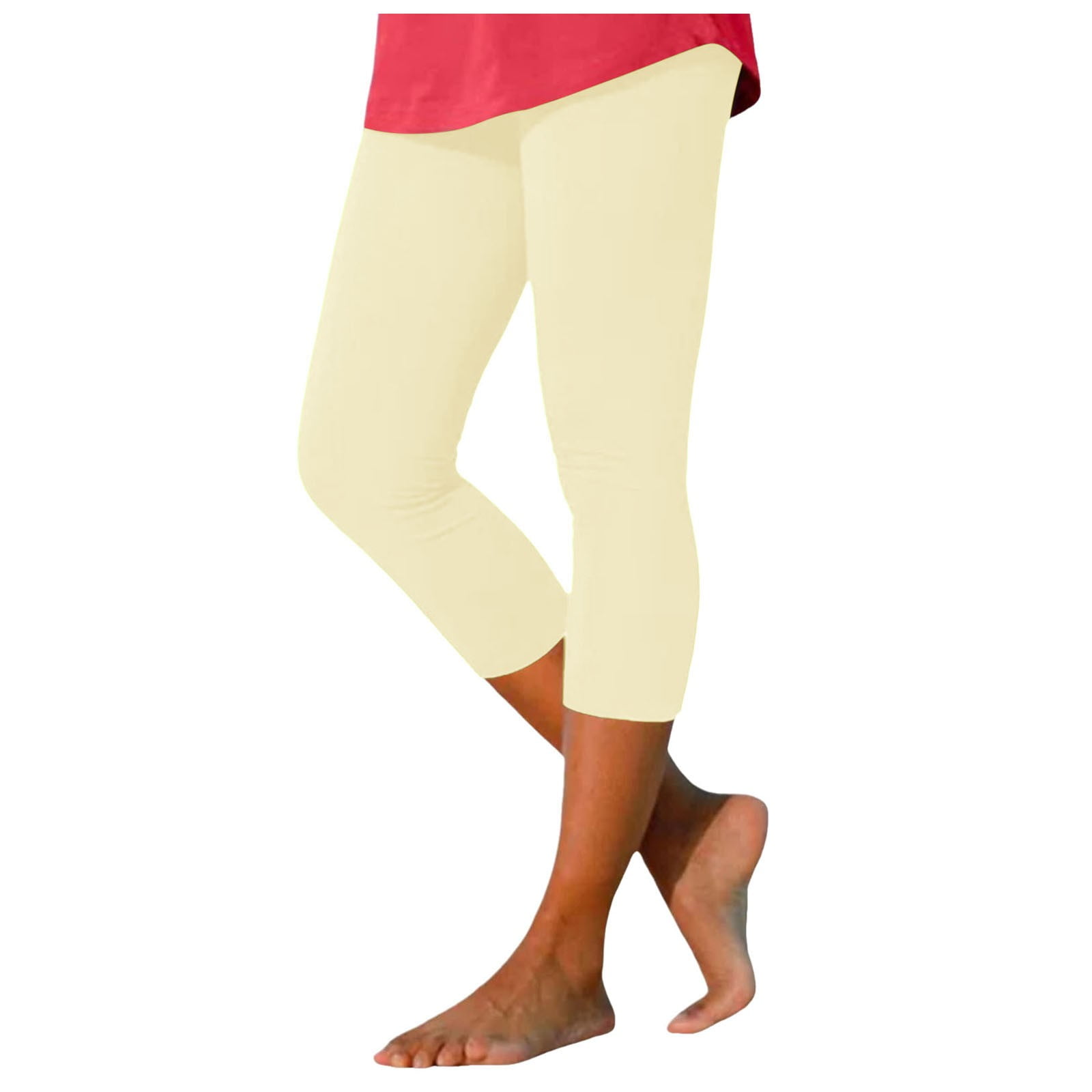 Zszcpp Womens Capri Leggings Calf Length Skinny Plus Size Comfy Pure ...