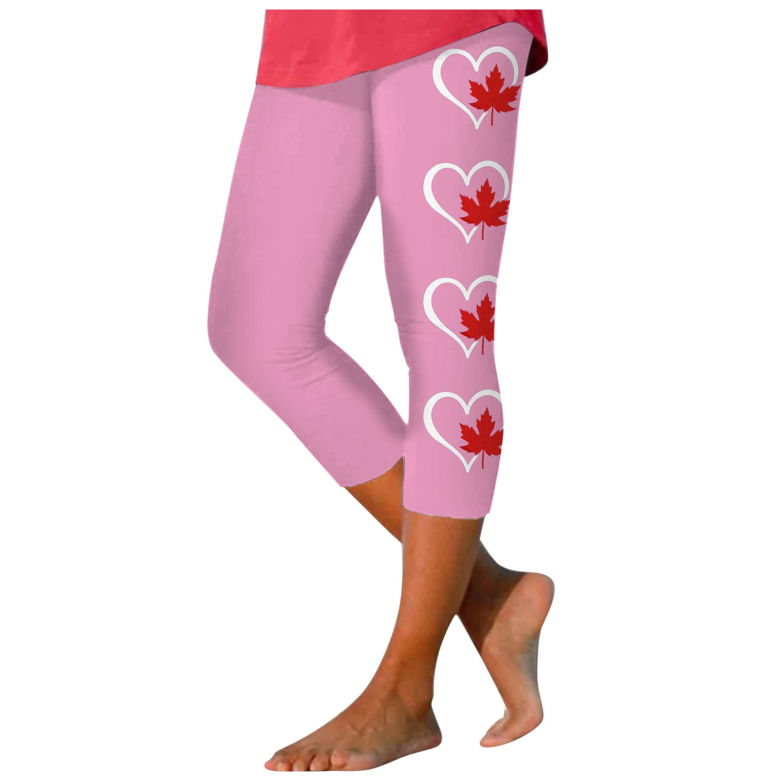 Zszcpp Womens Capri Leggings Print Brief Thin Exercise Tights Mapleleaf ...