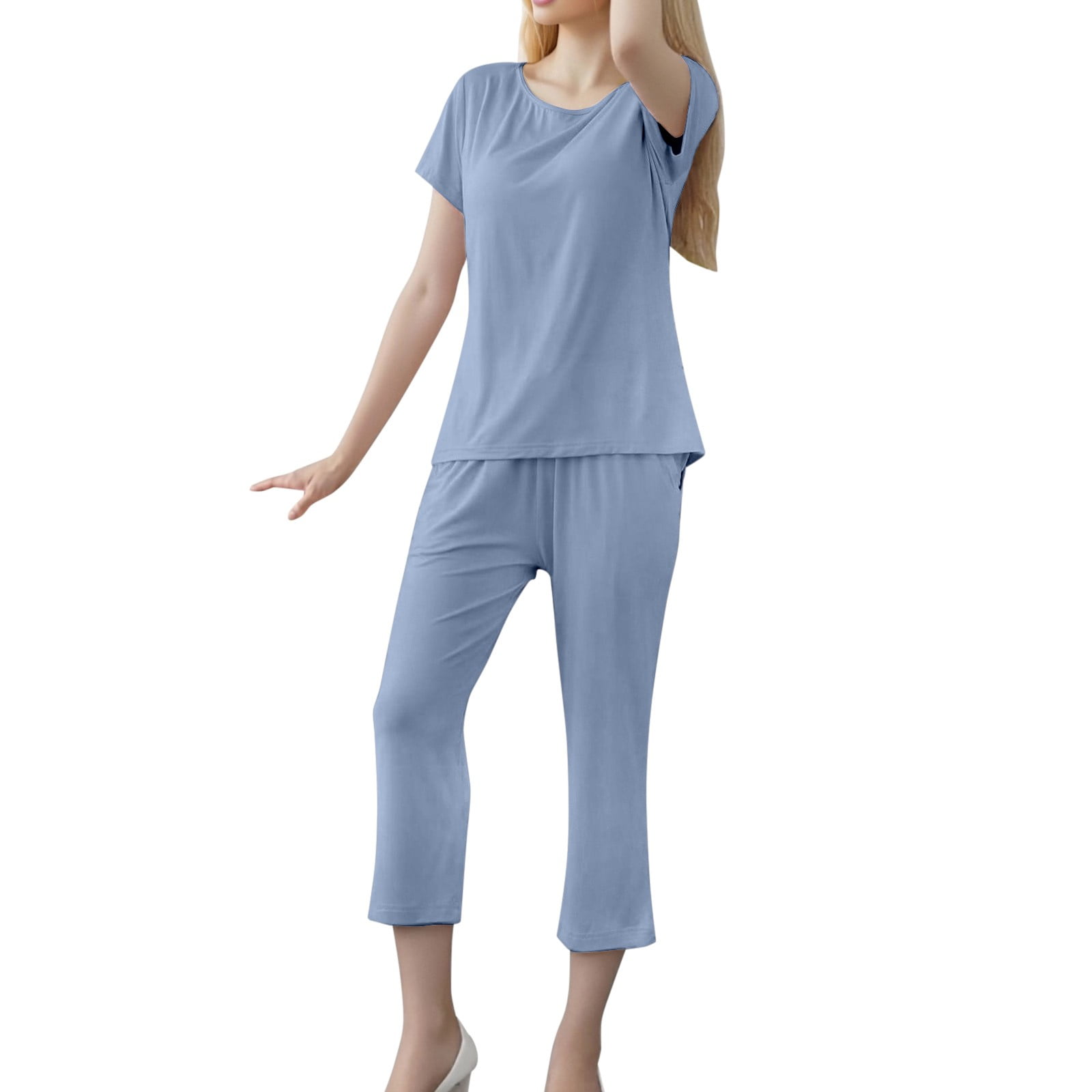 Zszcpp Womens Pajamas Sets Outfit Sets Chest Pads Bra Baggy Homewear ...