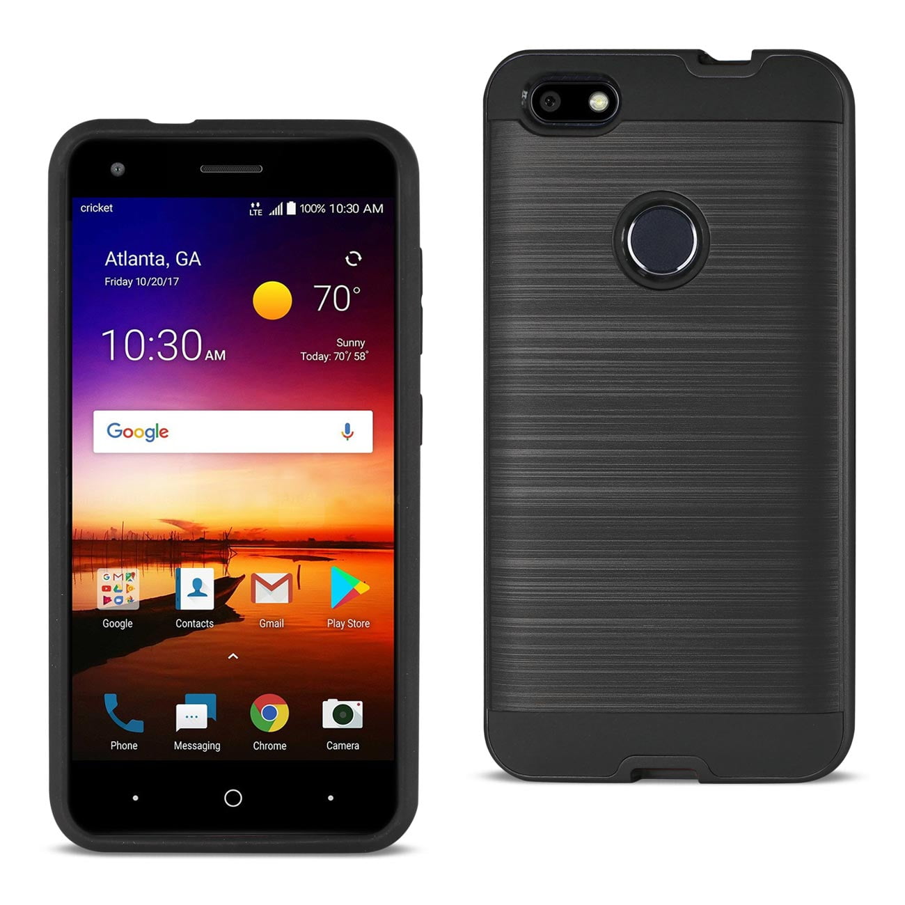 Zte Blade X Hybrid Metal Brushed Texture Case In Black - Walmart.com