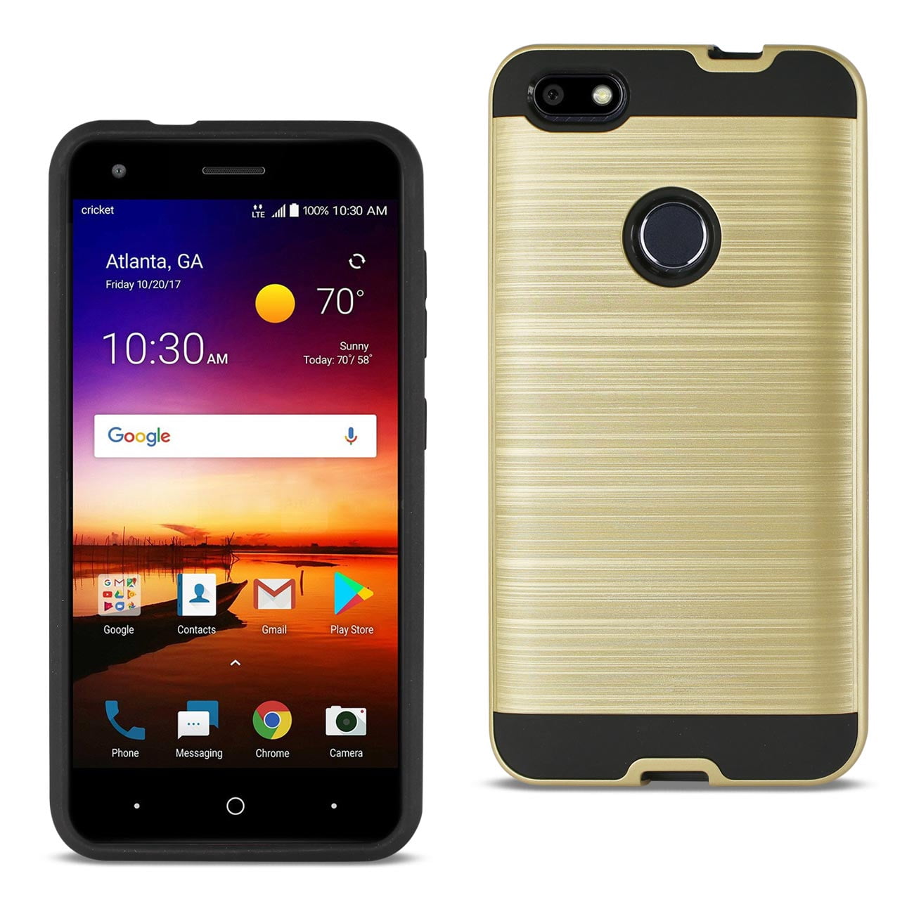 Zte Blade X / Z965 Hybrid Metal Brushed Texture Case In Gold - Walmart.com