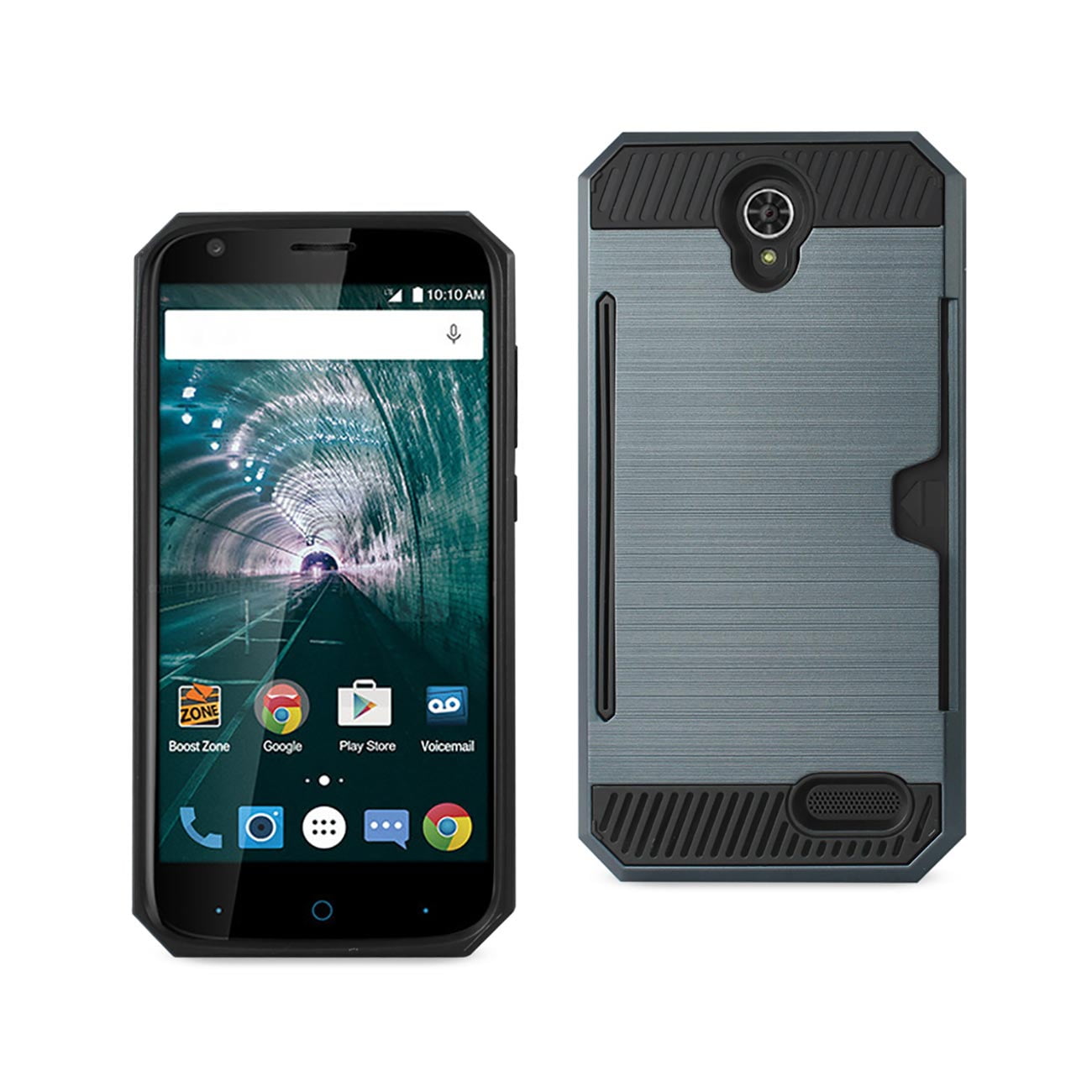 Zte Warp 7/ Z959 Slim Armor Hybrid Case With Card Holder In Navy ...