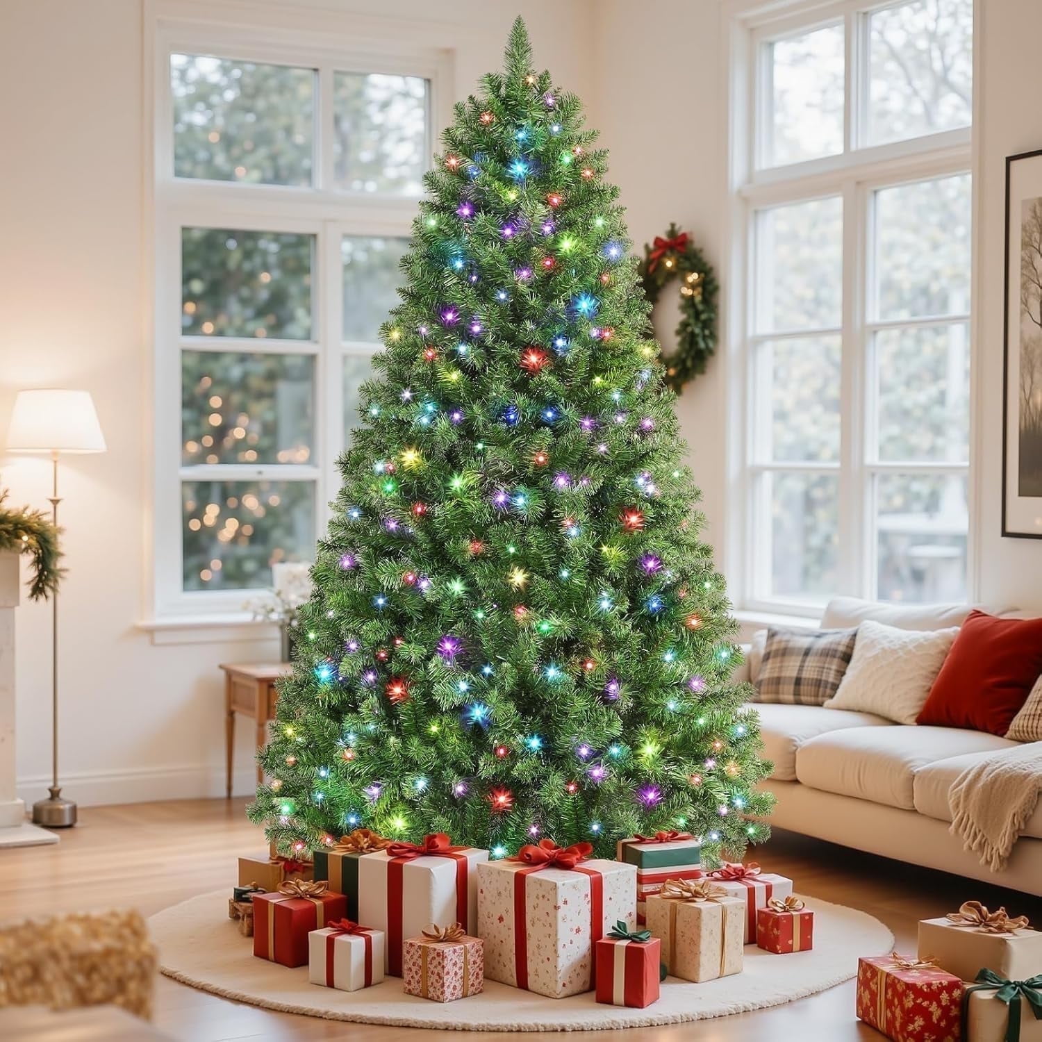 Alupssuc 7.5 ft Prelit Artificial Classic Spruce Christmas Tree, LED ...