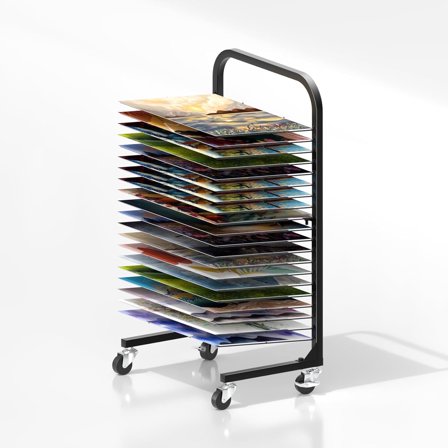 MEEDEN Wood Large Print Rack, Artist Storage Rack with Castors, Art ...
