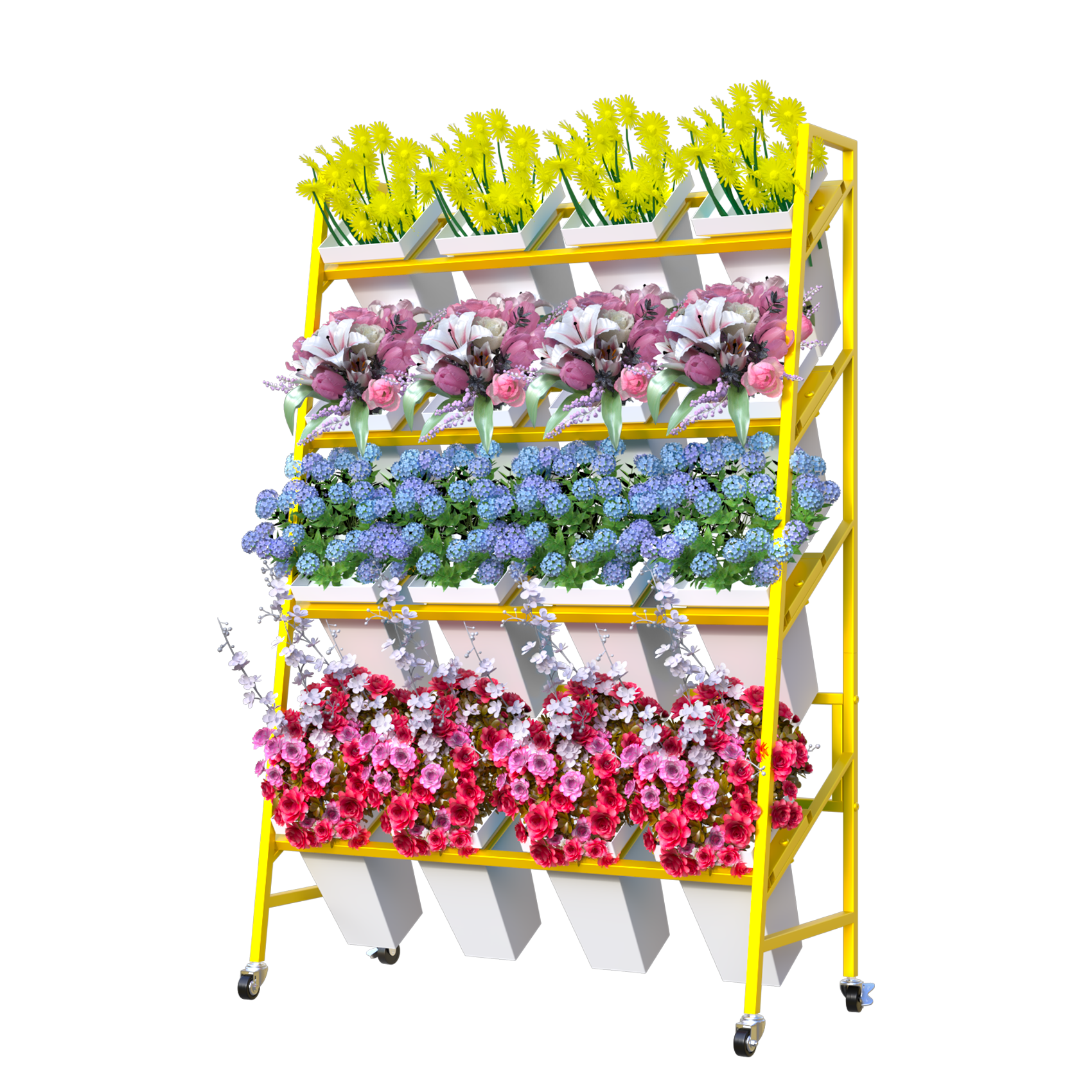 Ztysn Flower Display Stand 4 Tier Gold Flower Stand with 16 White ...