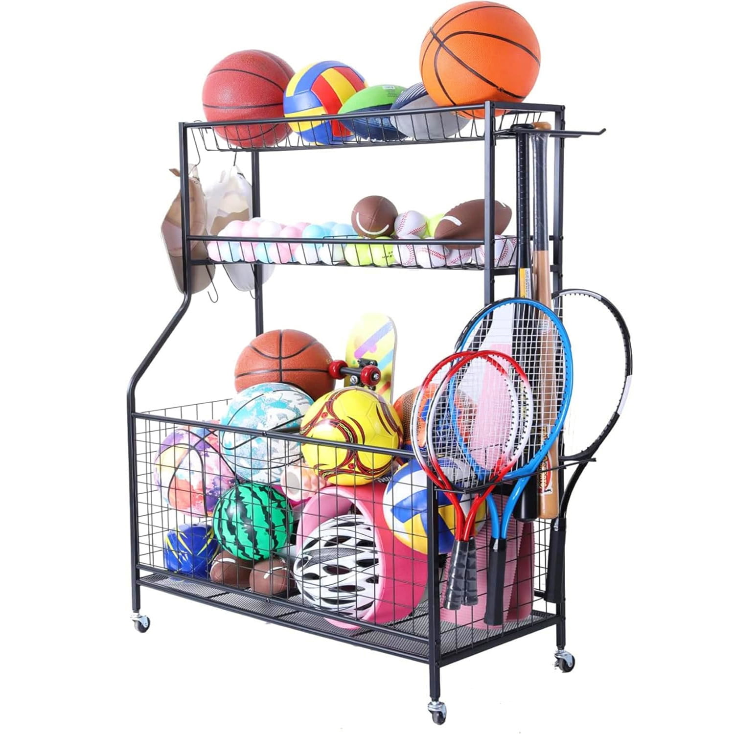 Ztysn Sports Equipment Ball Storage Rack Organizer,Garage Organizer ...