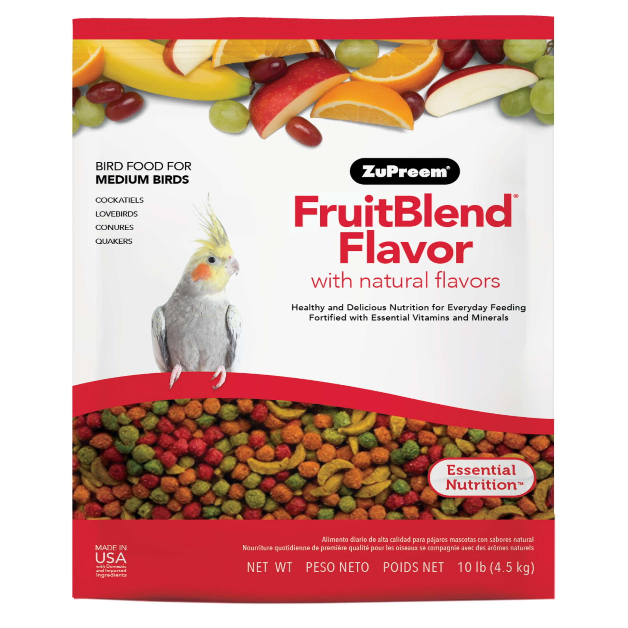 ZuPreem FruitBlend Bird Food, Bird Feed Pellets for Cockatiel, Lovebird ...