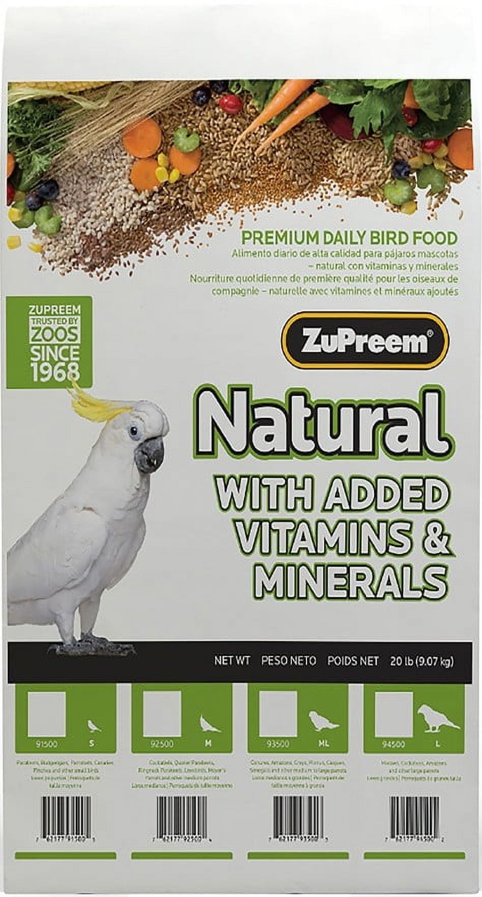 ZuPreem Natural with Added Vitamins, Minerals, Amino Acids Bird Food for Medium Birds - Walmart.com