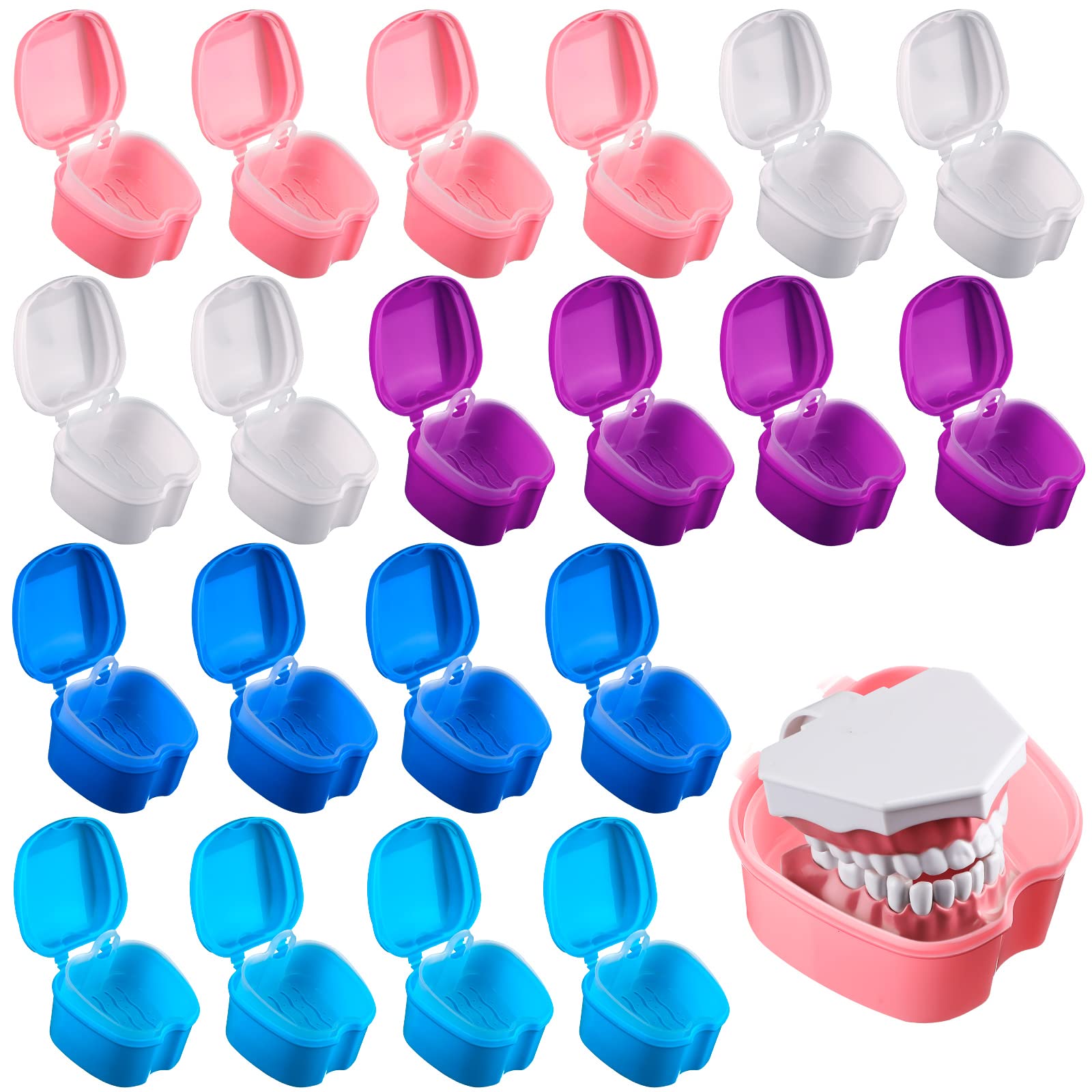 Zubebe 20 Pcs Denture TSF6 Bath Retainer Case Holder Bulk with Strainer ...