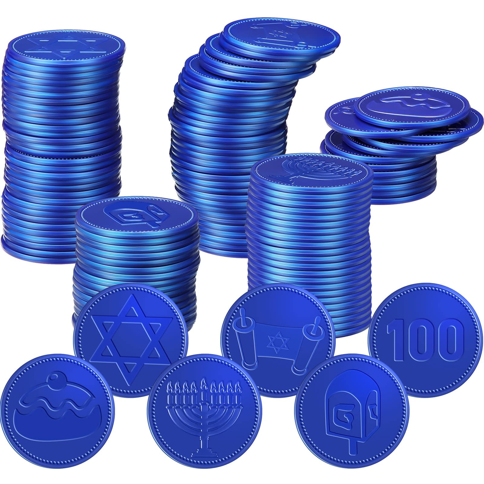 Zubebe 300 Pieces Hanukkah MMF7 Coins Plastic Coins Hanukkah Coins ...