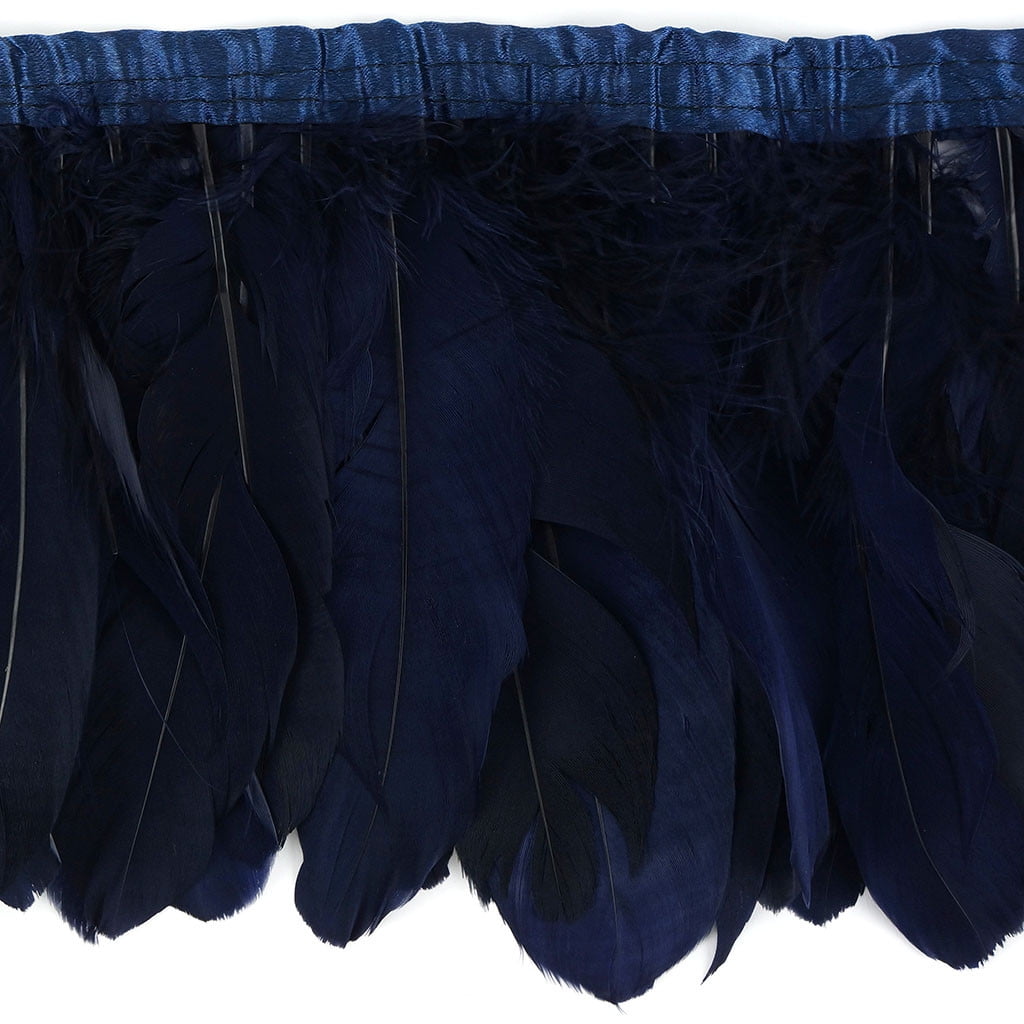 Zucker™Parried Goose Pallet Feather Fringe - 5 - 6" - 1yd - Navy Blue ...